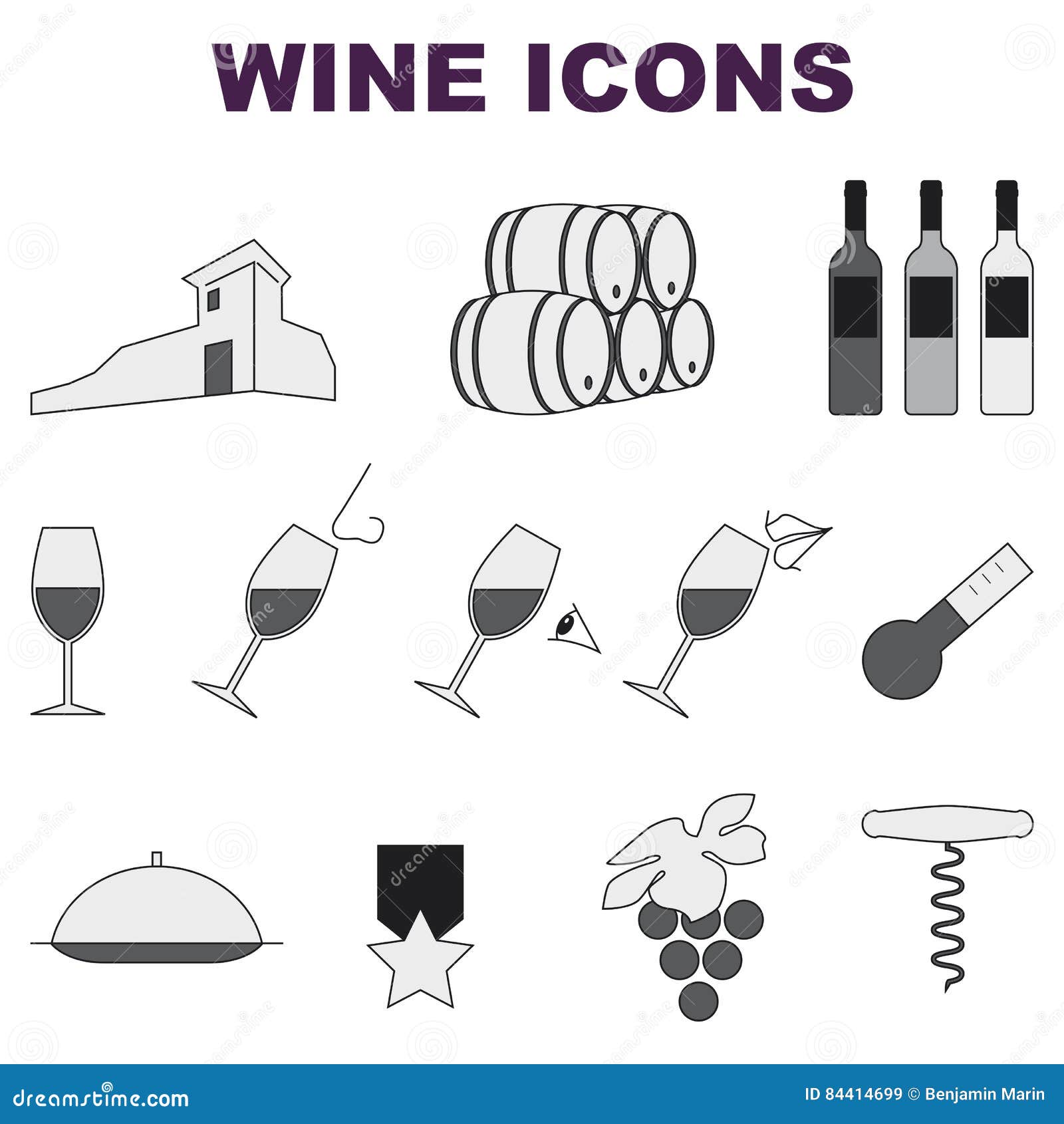 Wine icons stock vector. Illustration of cellar, barrel - 84414699