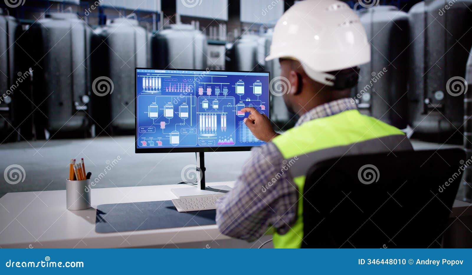 Wine Industry Scada Control Software Stock Photo - Image of factory ...
