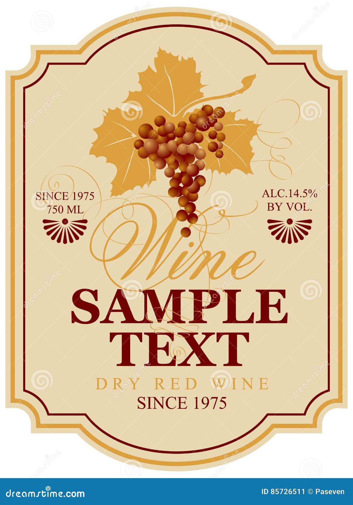 Wine Label with Bunch of Grapes Stock Vector - Illustration of design ...