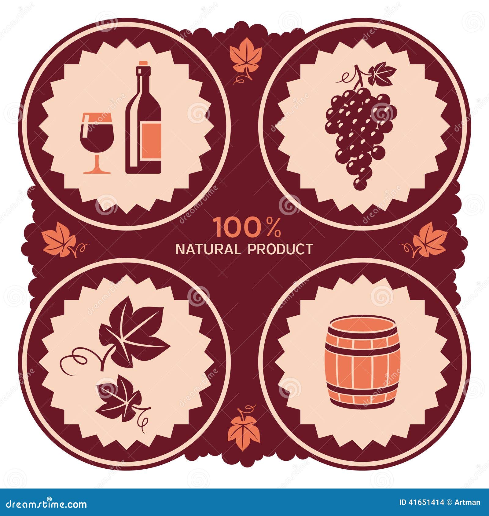 Wine Label with Grape and Barrel Icons Stock Vector - Illustration of ...