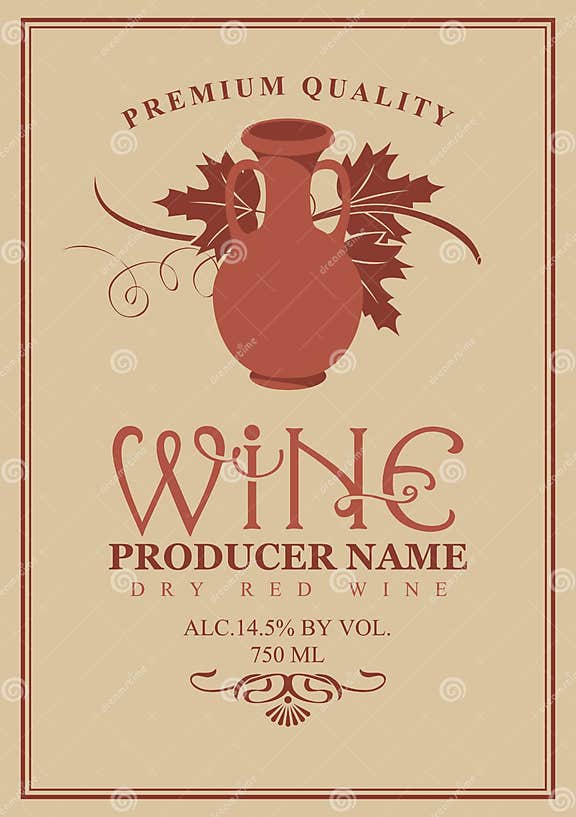 Wine labels with jug clay stock vector. Illustration of label - 84335732