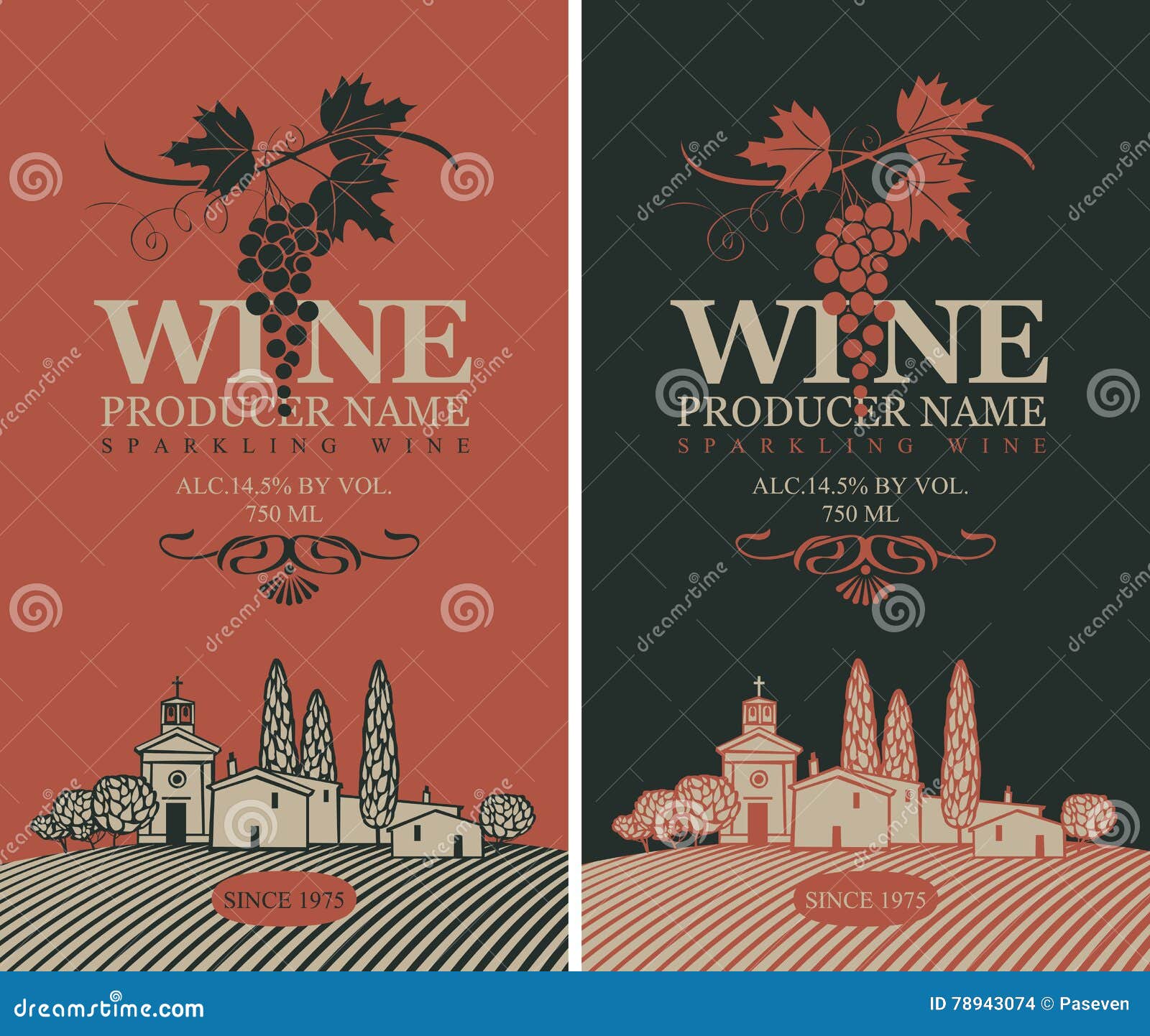 Red Wine Labels. Vector Premium Template Set. Clean And Modern Design ...