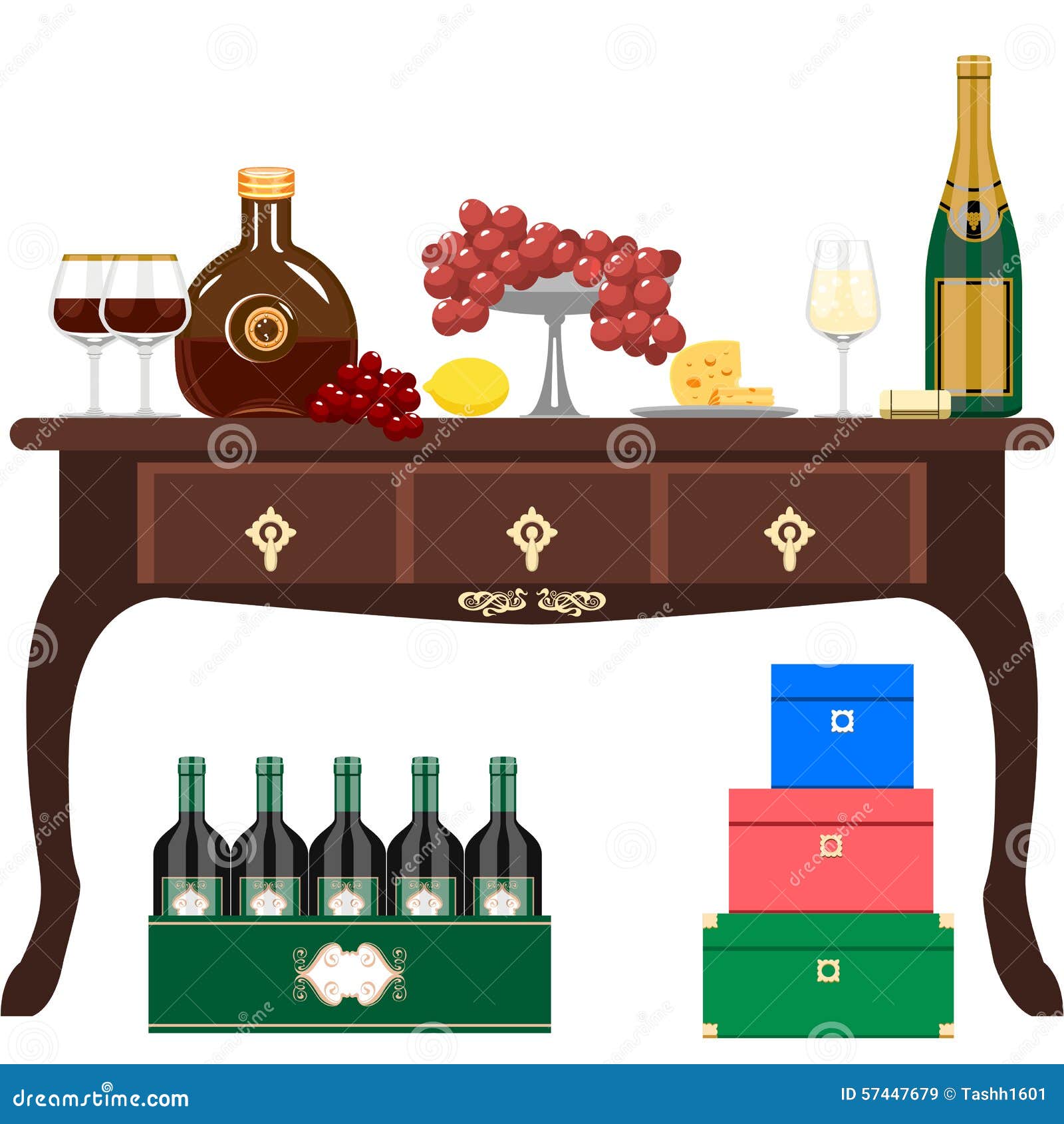 Wine and Light Refreshments Stock Vector - Illustration of gourmet ...