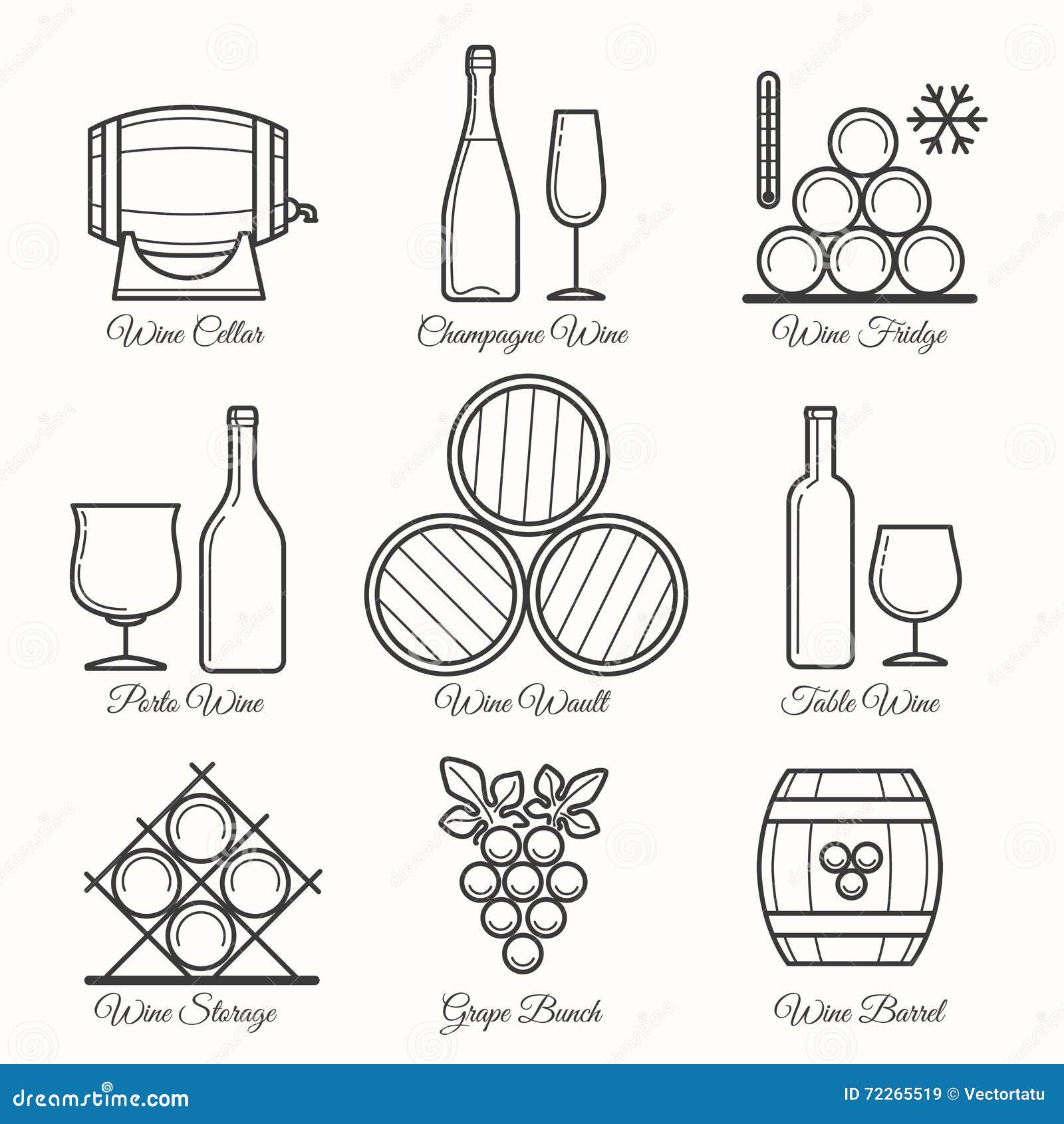 Wine line icons stock vector. Illustration of outline - 72265519