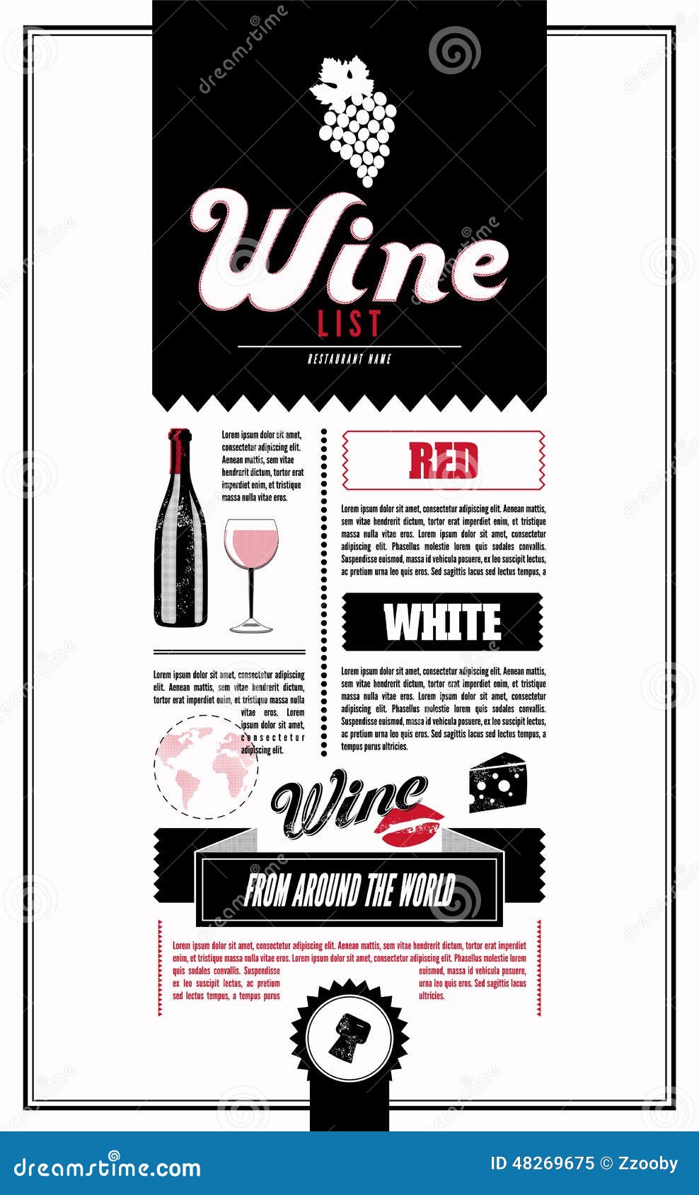 Wine List. Design Template. Stock Vector - Illustration of price, menu ...