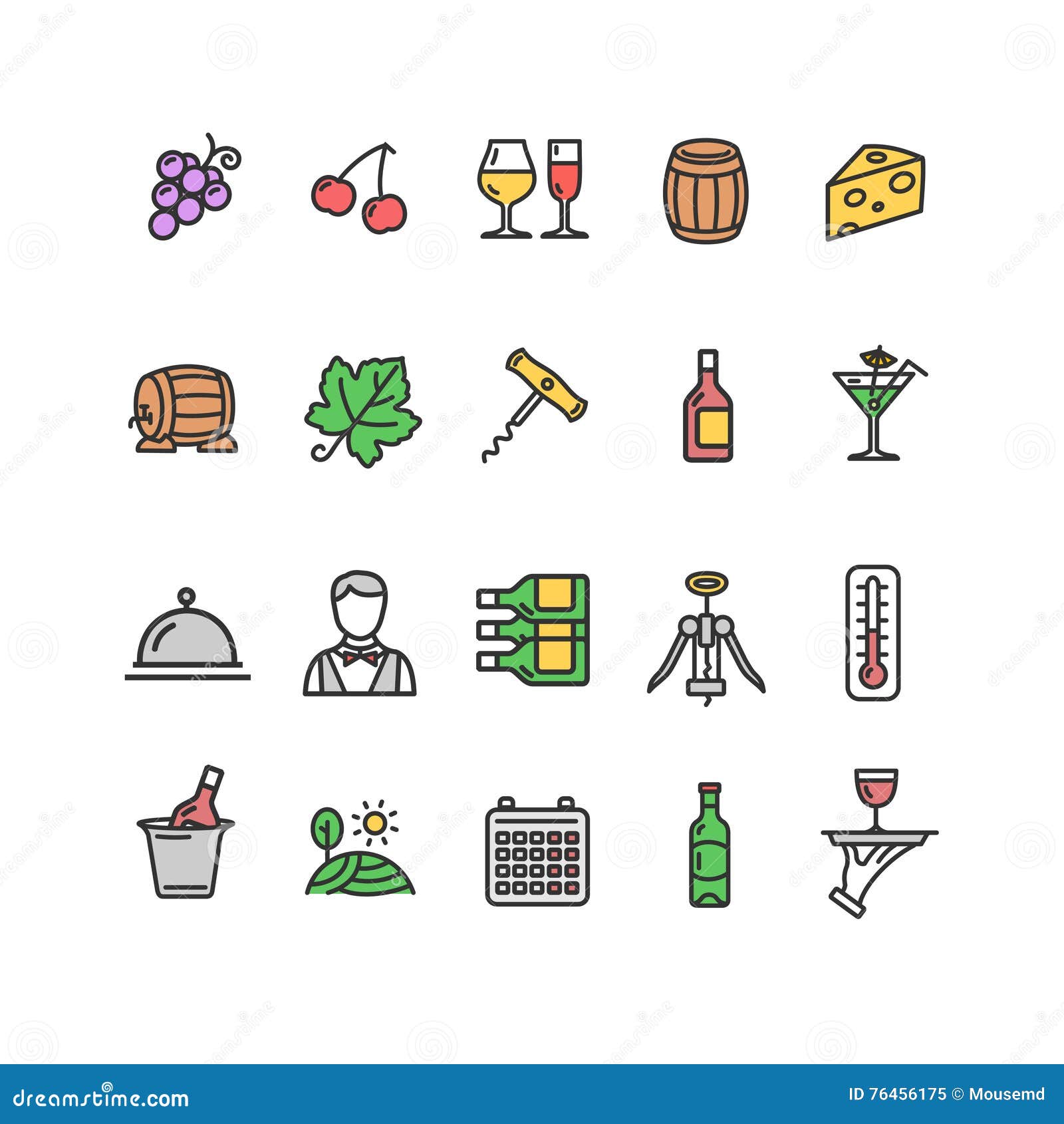 Wine Making Drink Icon Set. Vector Stock Vector - Illustration of menu ...