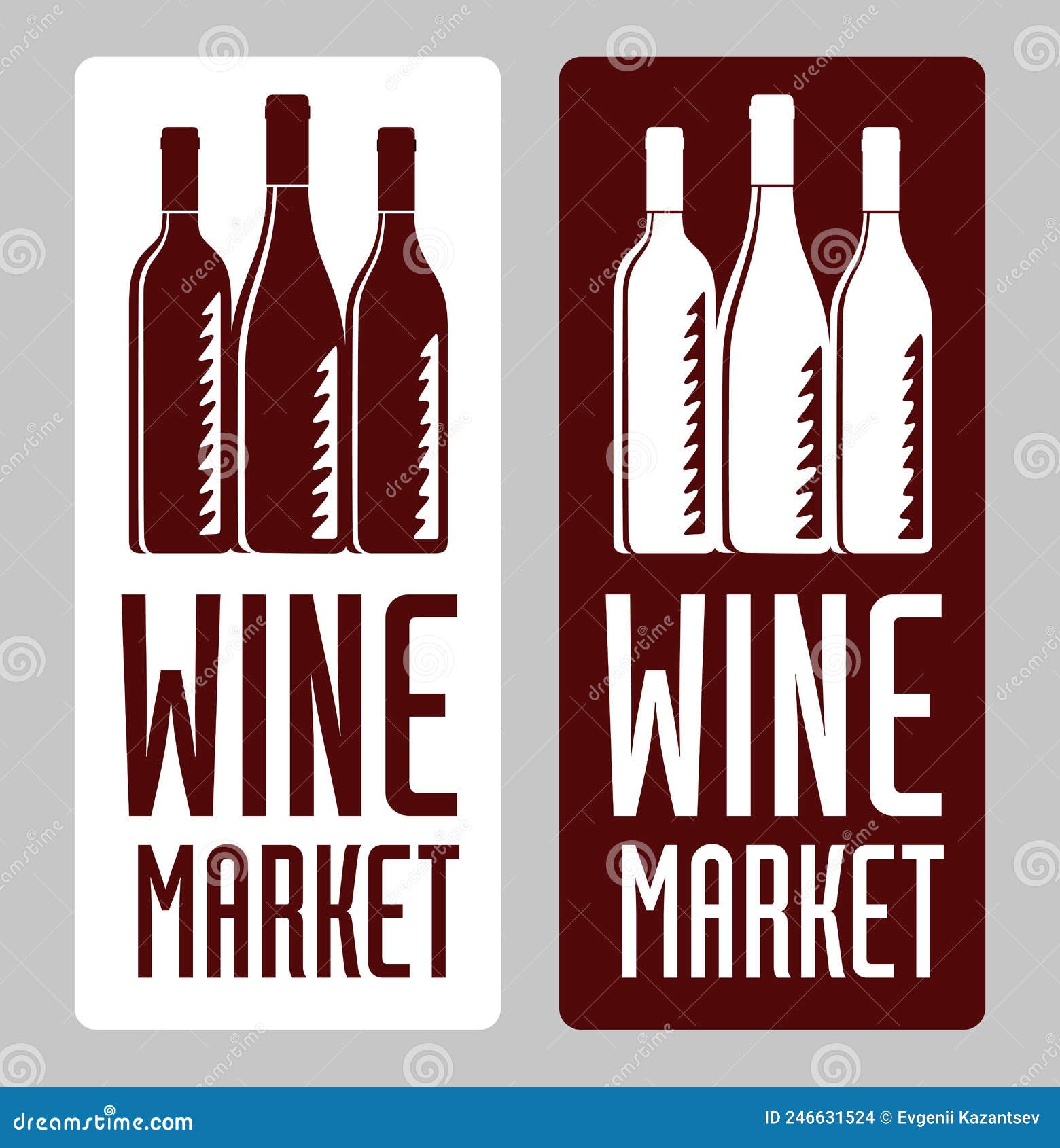 Wine Market Logo. Three Wine Bottles Above the Inscription Stock Vector ...