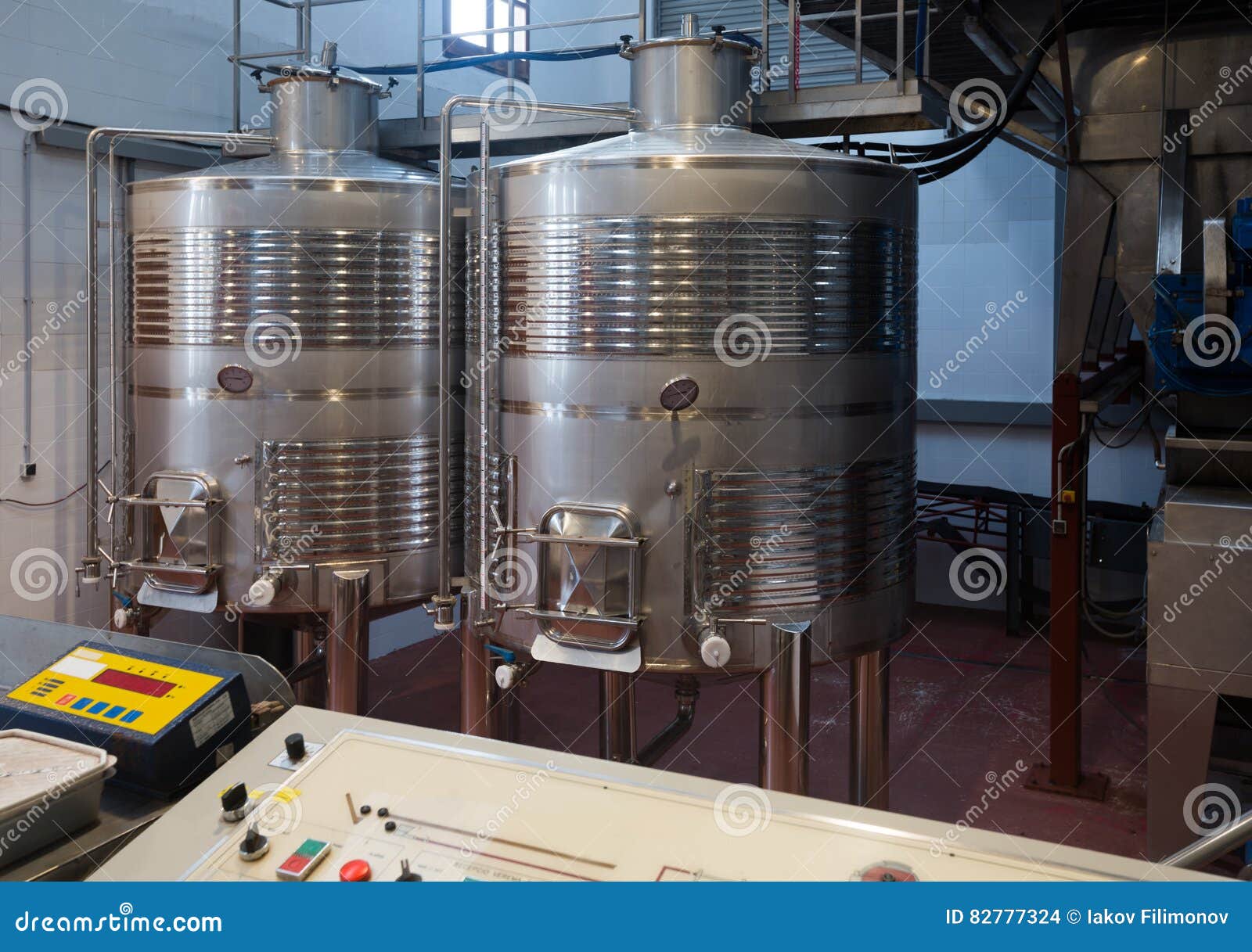 Wine Material Processing in Tanks at Plant Stock Photo - Image of grape ...