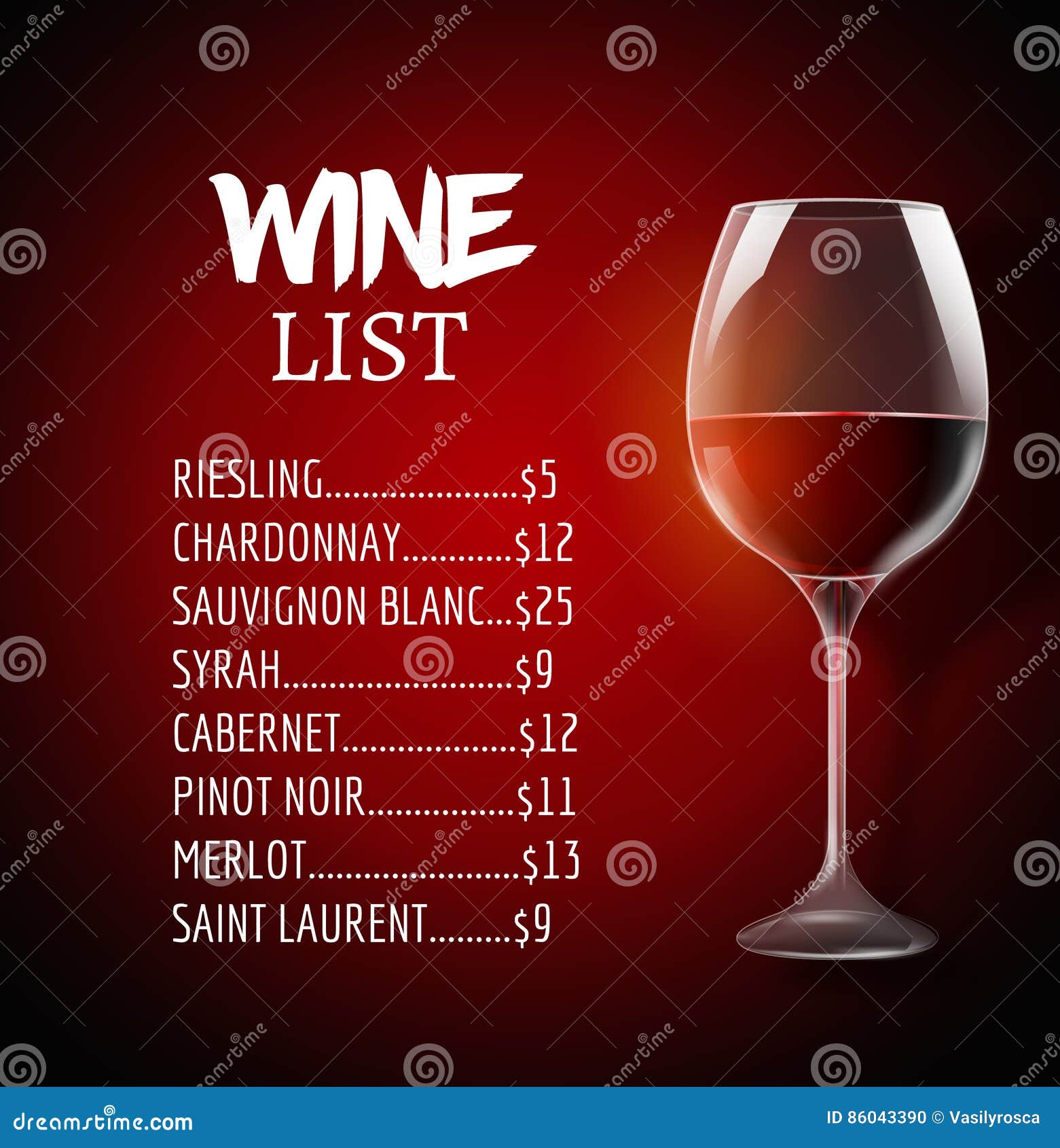 Wine Menu Card Design Template. Wine List Template Layout Stock Vector ...