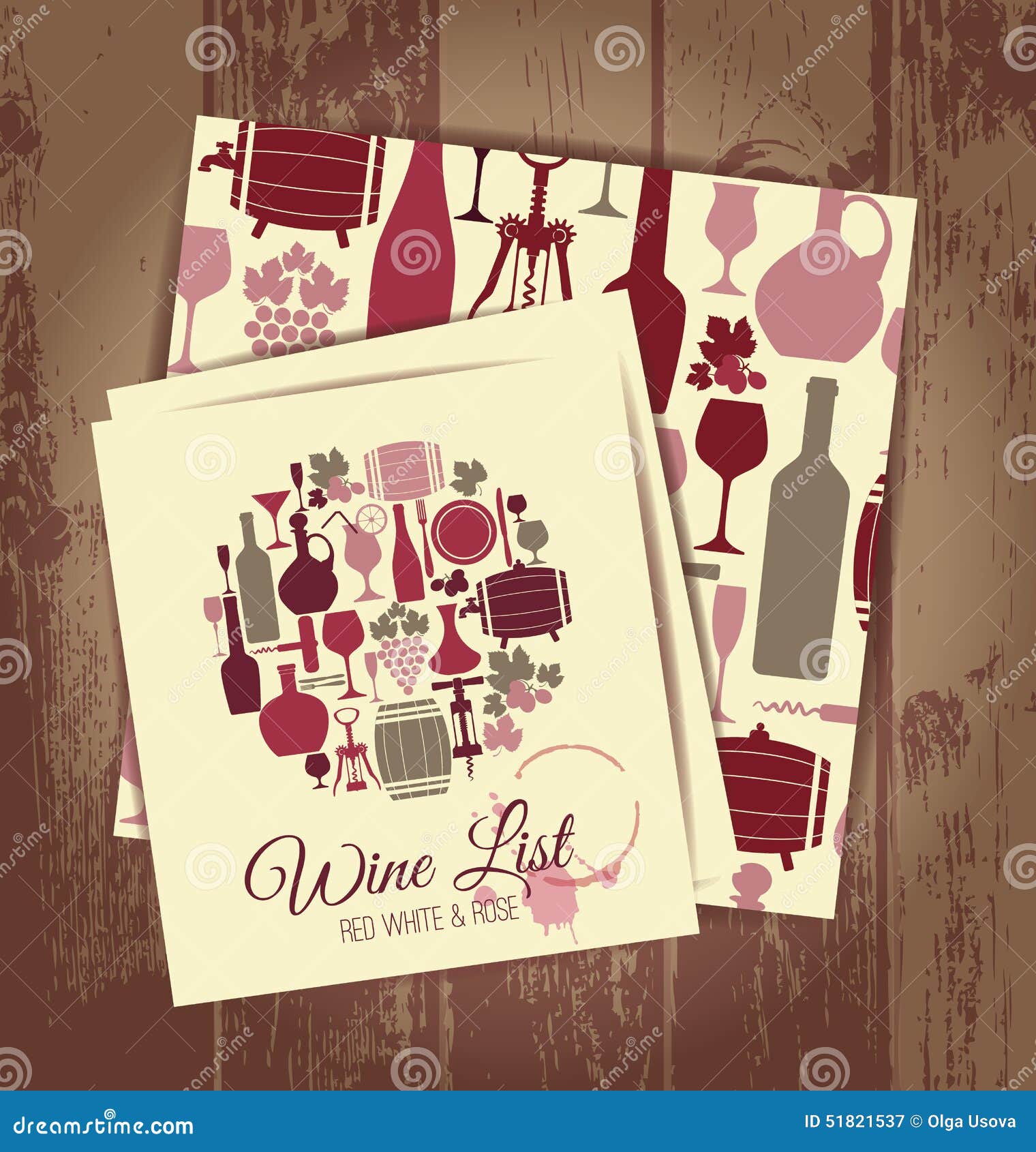 Wine menu card . stock vector. Illustration of container - 51821537
