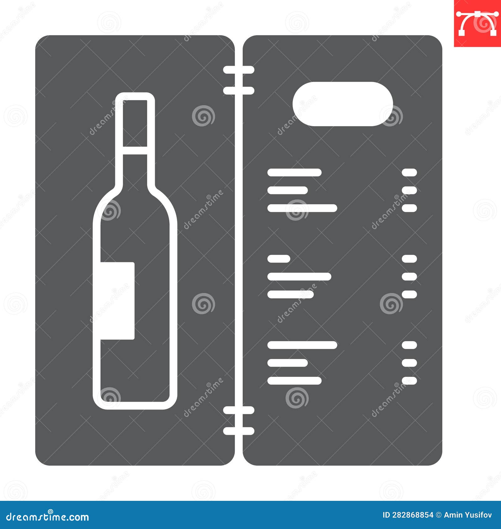 Wine menu glyph icon stock vector. Illustration of wine - 282868854