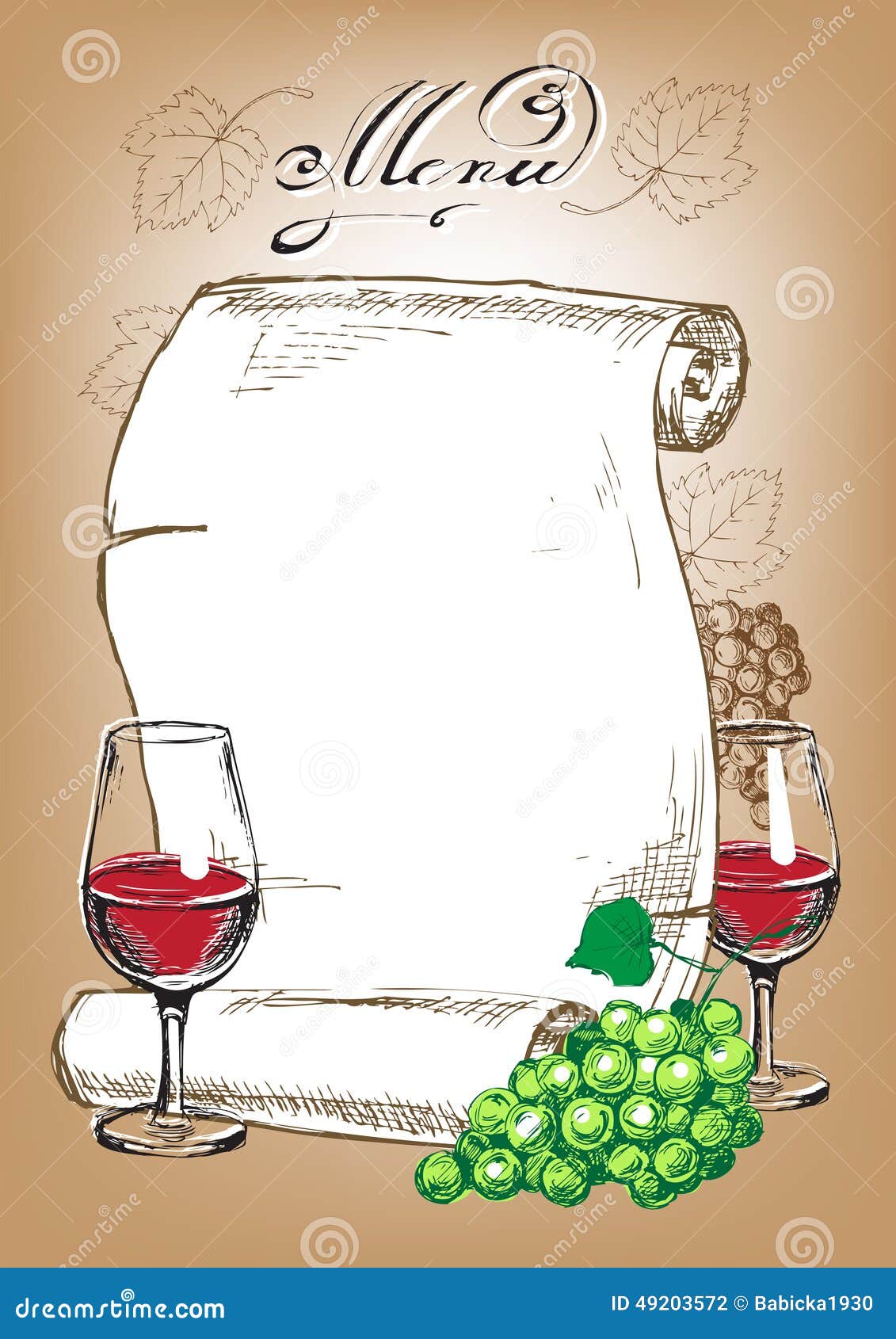 Wine menu stock vector. Illustration of vintage, hand - 49203572