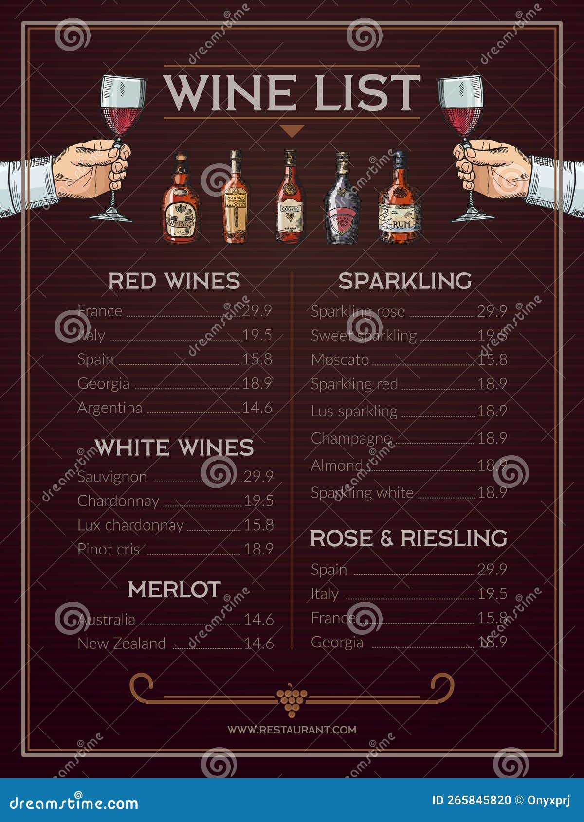 Wine Menu. Print Design Vector Template with Place for Text Stock ...