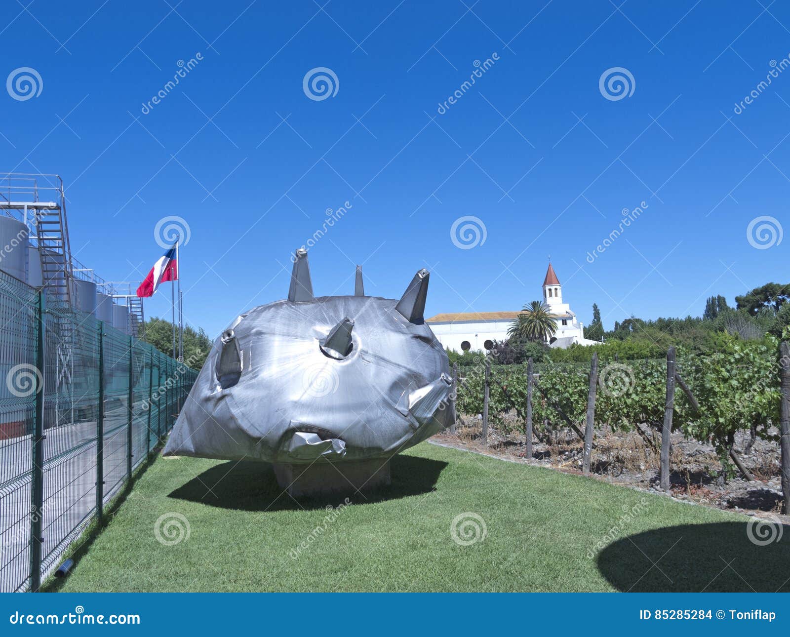 Wine Metallic Fermentation Tanks. Chile Stock Photo - Image of making ...