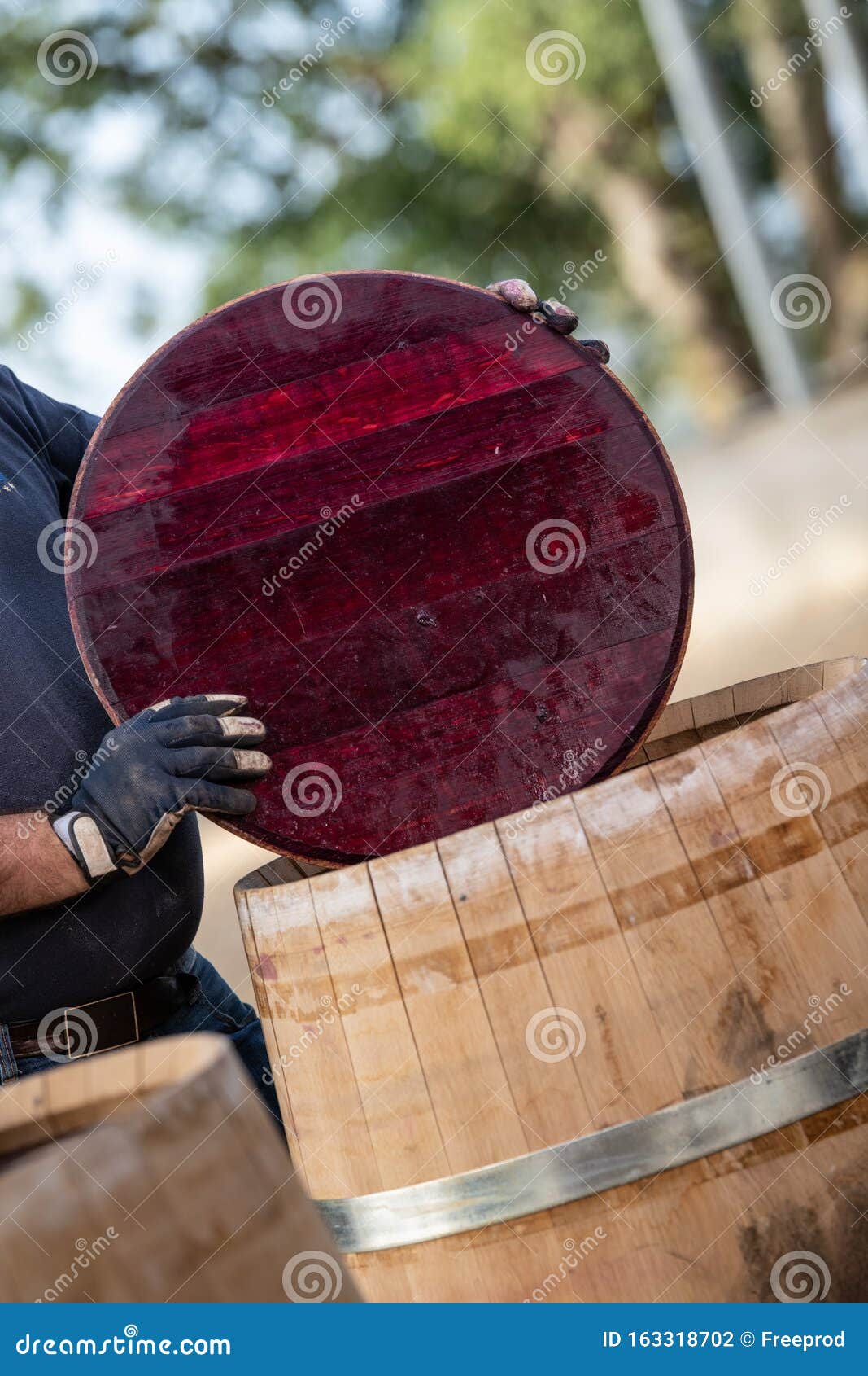 Wine Mixing during Fermentation Process in Barrel, Bordeaux Vineyard ...