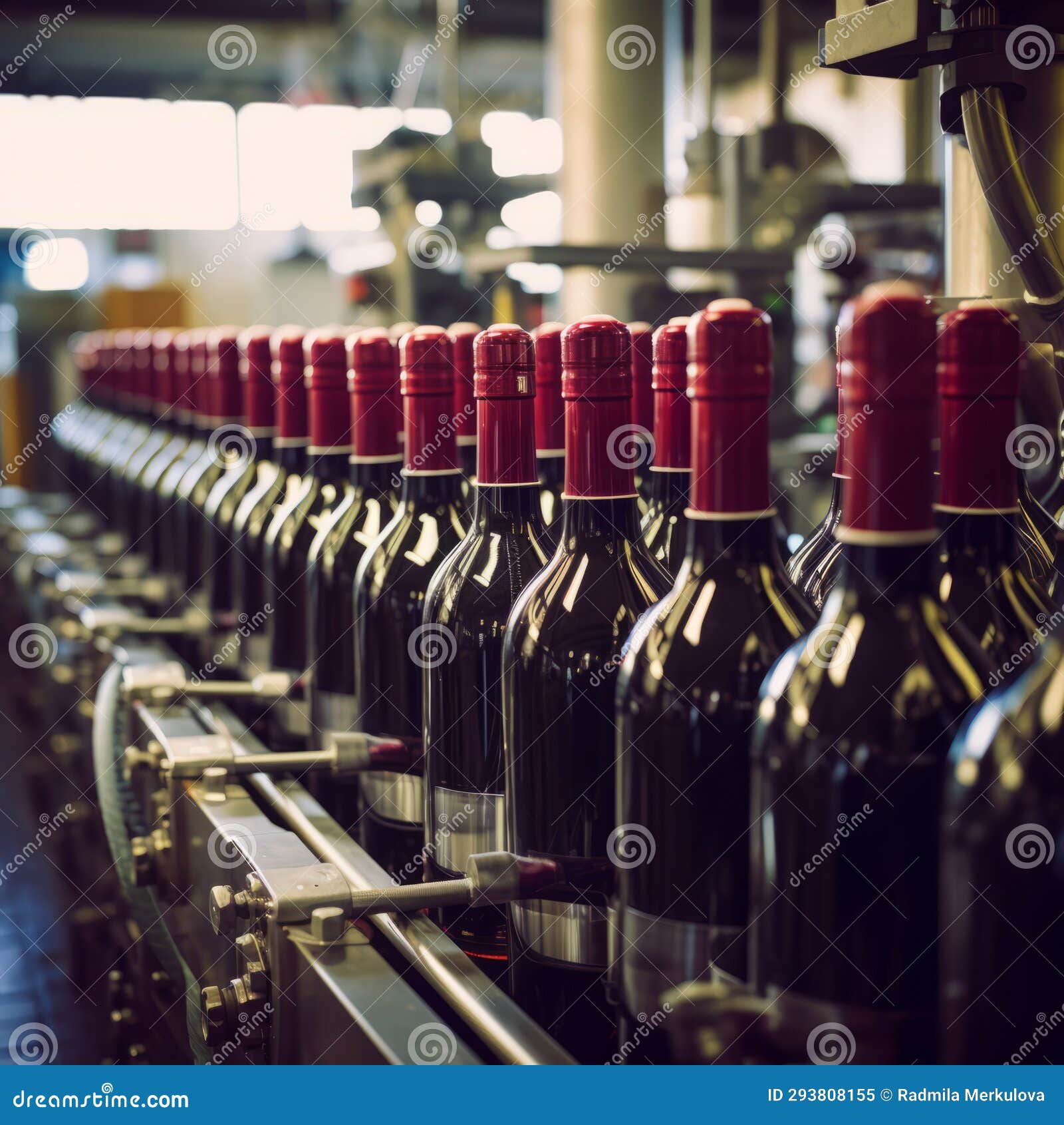 Wine is Packaged during the Production Process Stock Image - Image of ...