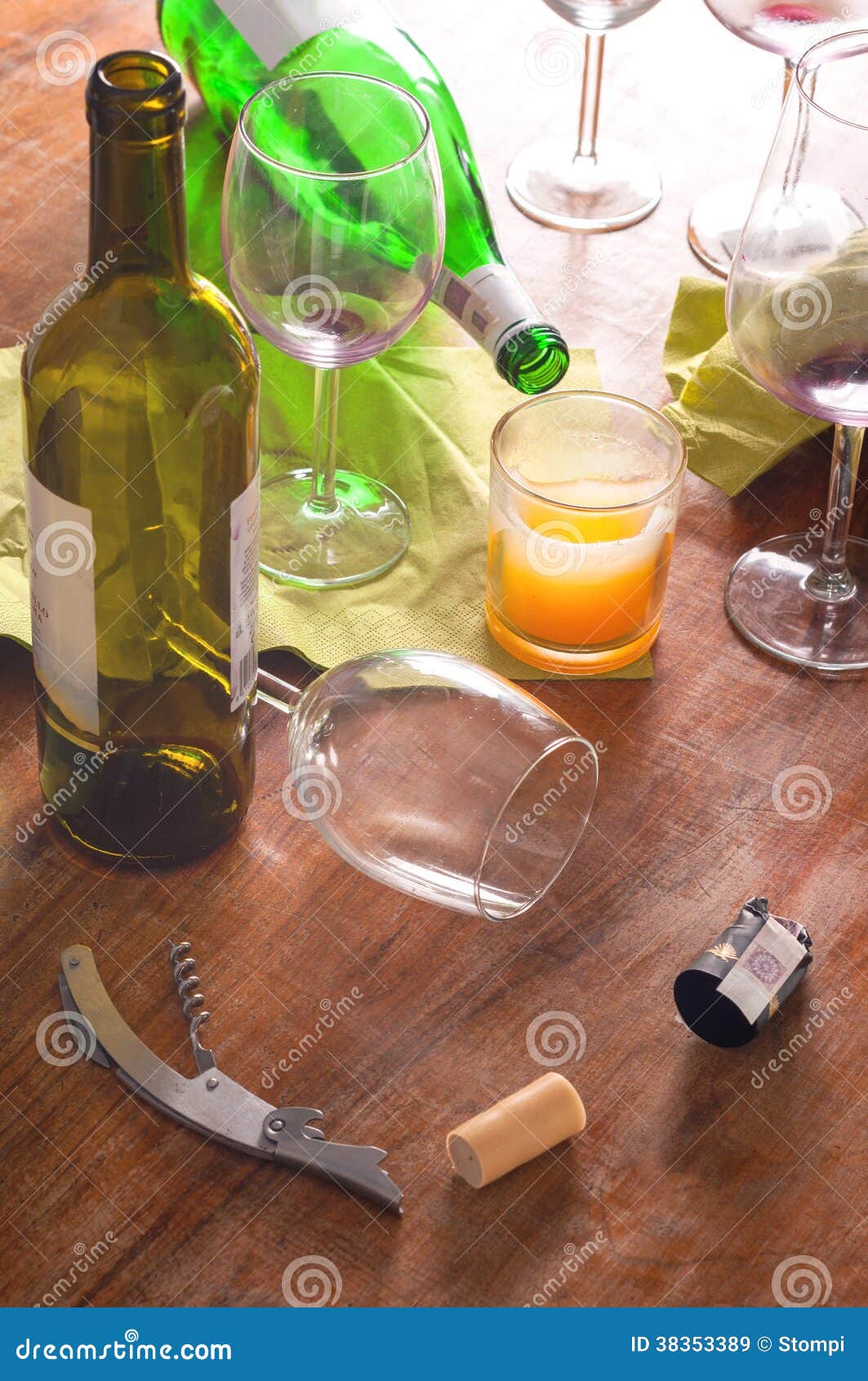 After wine party mess stock image. Image of glass, bottle - 38353389