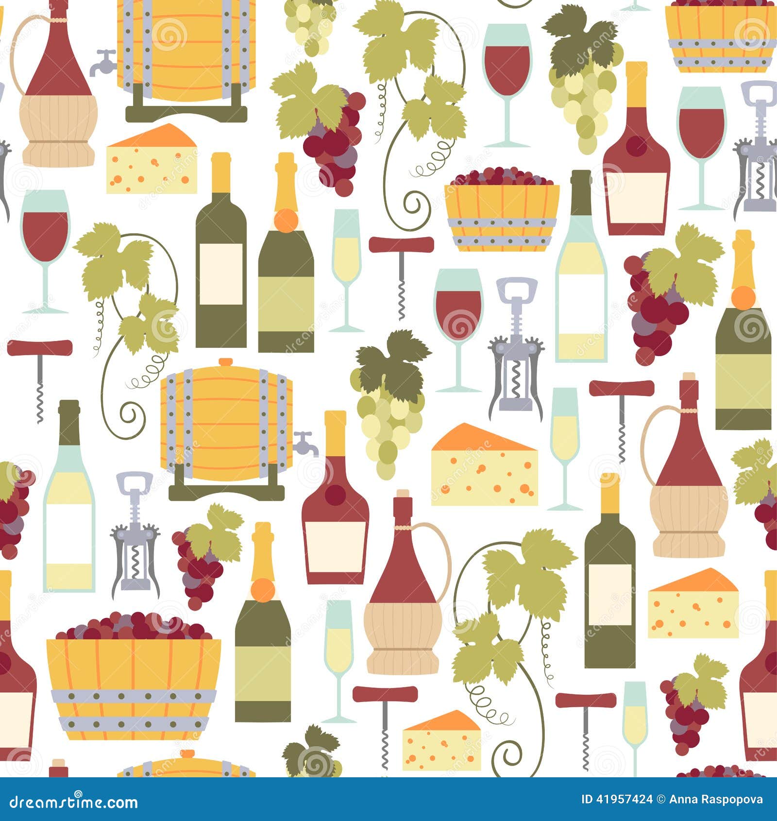 Wine pattern stock vector. Illustration of barrel, restaurant - 41957424