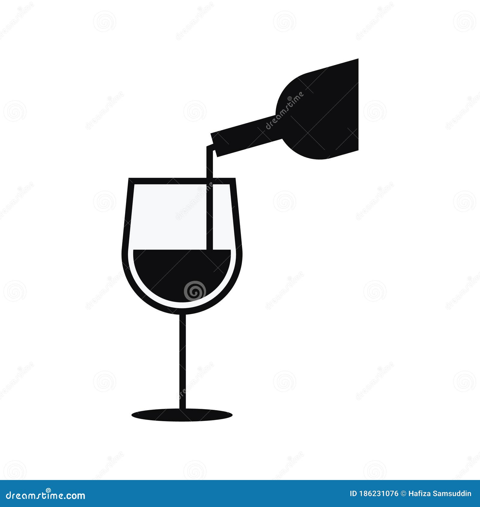 Wine Pouring in a Glass. Vector Illustration Decorative Design Stock ...