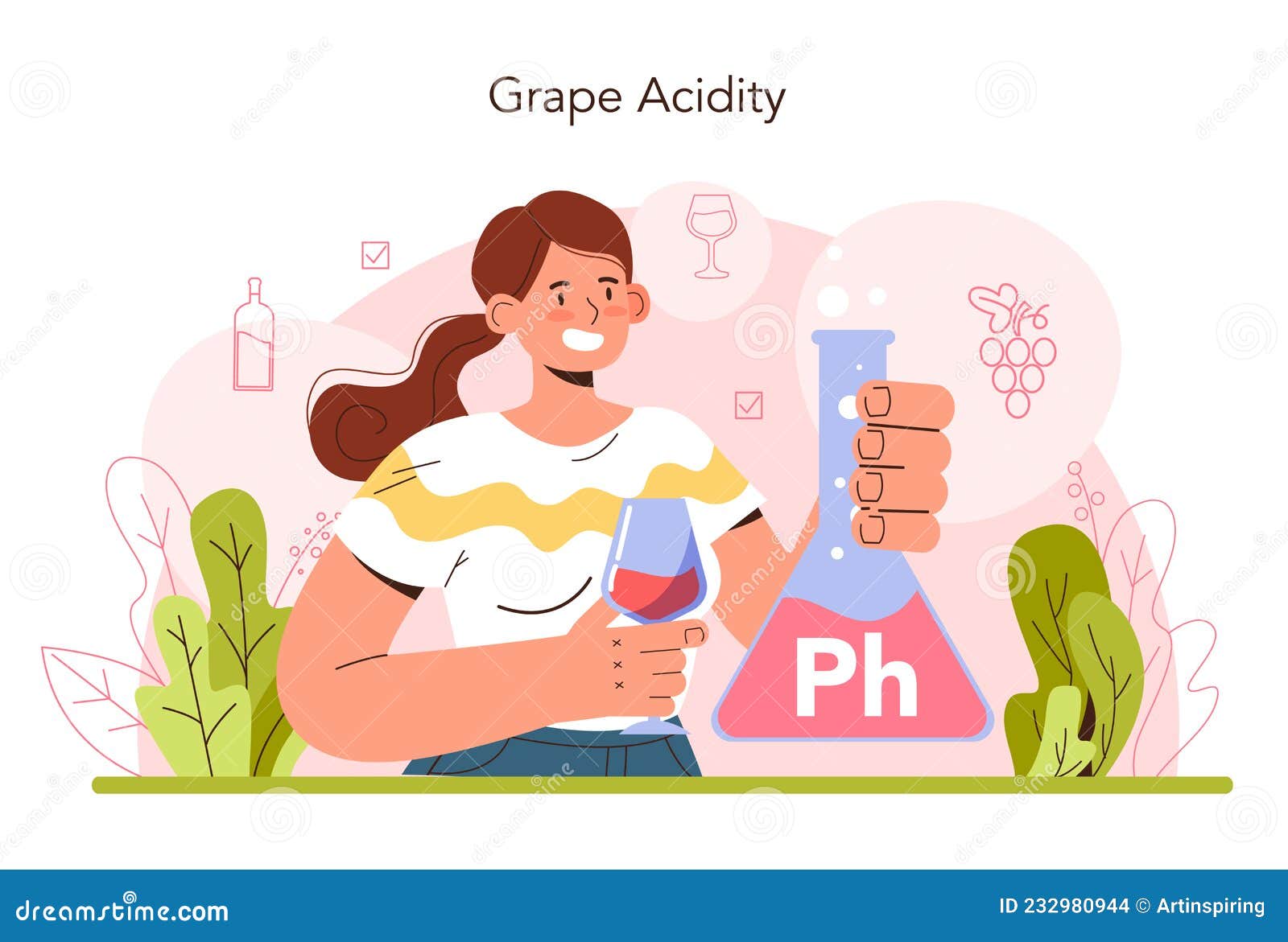 Grape Acidity Typographic Header. Wine Production. Grape Wine Royalty ...