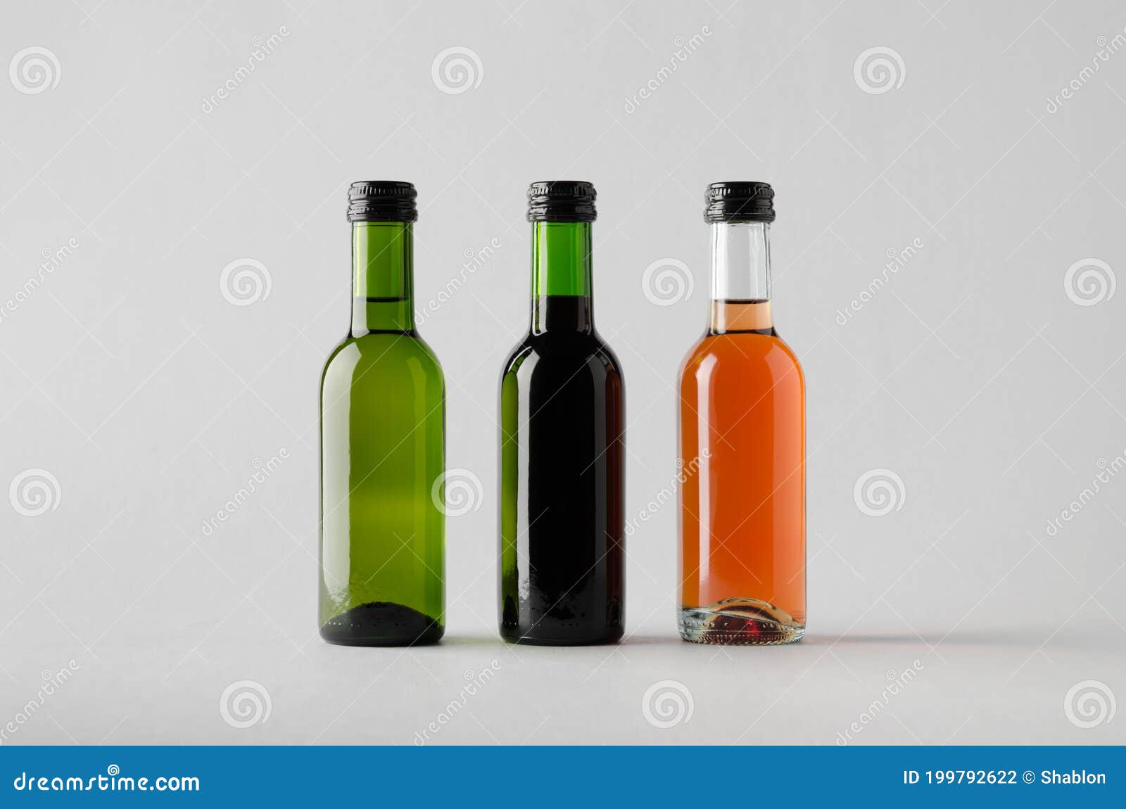 Wine Quarter Mini Bottle Mock-Up - Three Bottles Stock Photography ...
