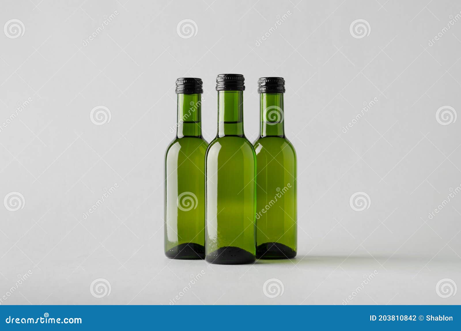 Wine Quarter Mini Bottle Mock-Up - Three Bottles Stock Photo - Image of ...