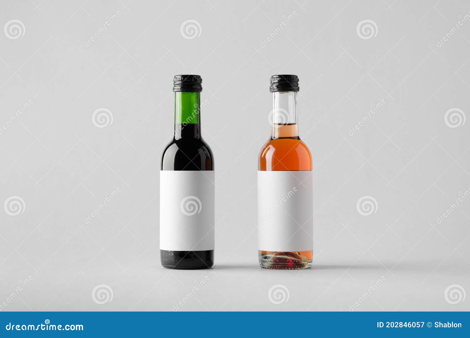 Wine Quarter / Mini Bottle Mock-Up - Two Bottles. Blank Label Stock ...