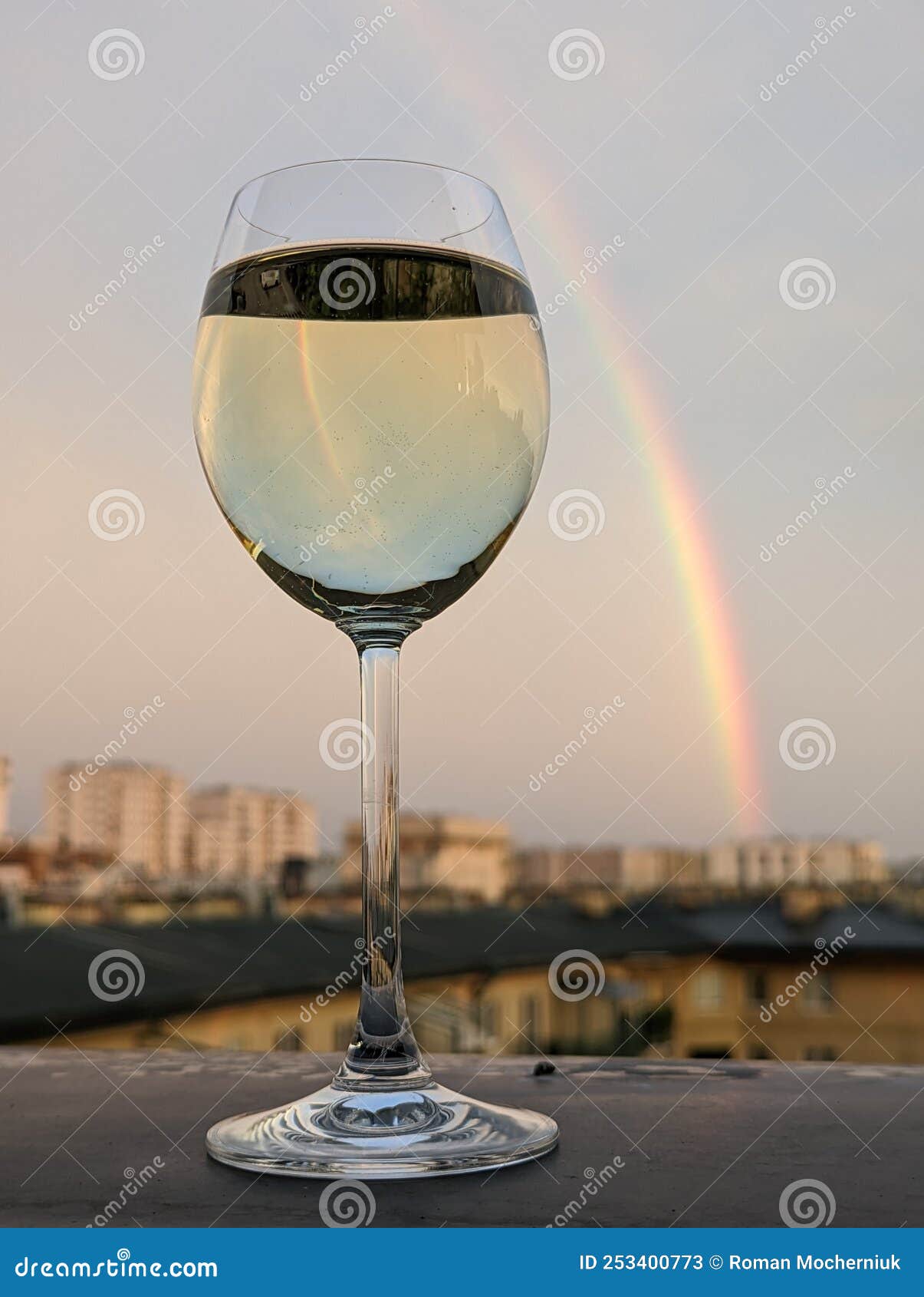 Wine, Rainbow, Evening, after Rain, White Wine, Glass Stock Image ...