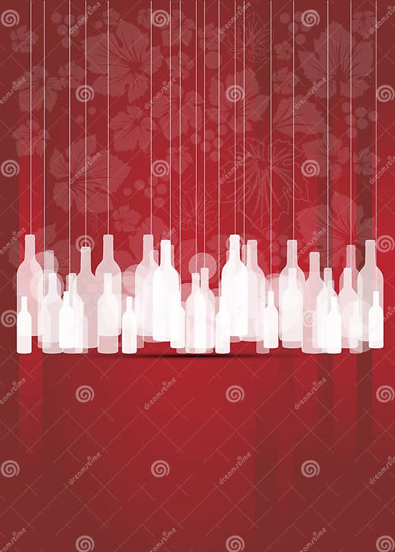 Wine Red Abstract Background with Bottles Stock Vector - Illustration ...