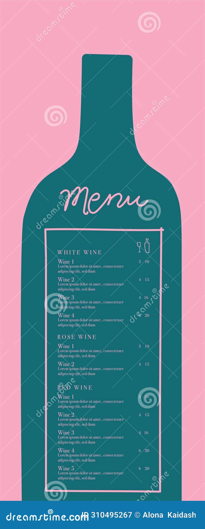 Wine Restaurant Menu Design. Vector Illustration Template of Wine List ...