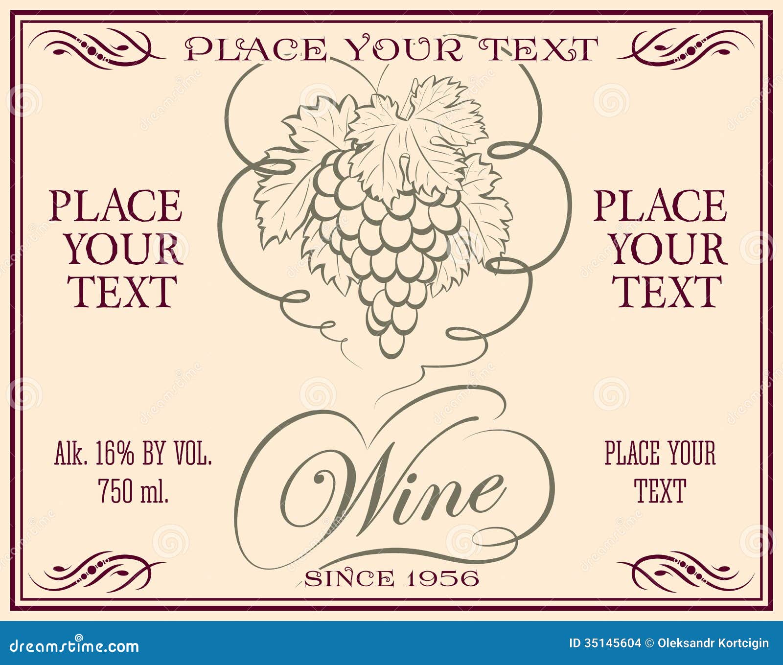 Wine retro label stock illustration. Illustration of label - 35145604