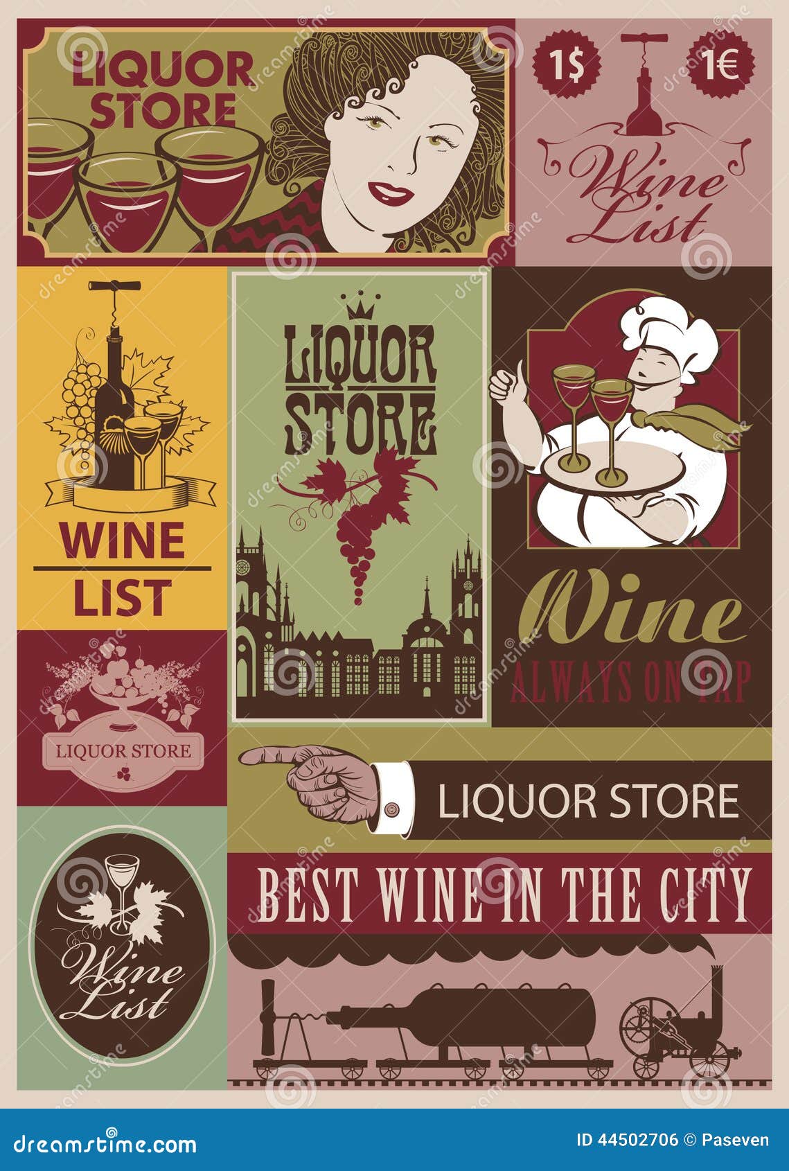 Wine retro set stock vector. Illustration of lilac, list - 44502706