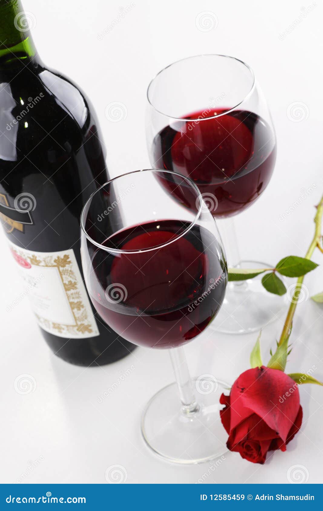 Wine and a rose stock image. Image of flower, beverage - 12585459