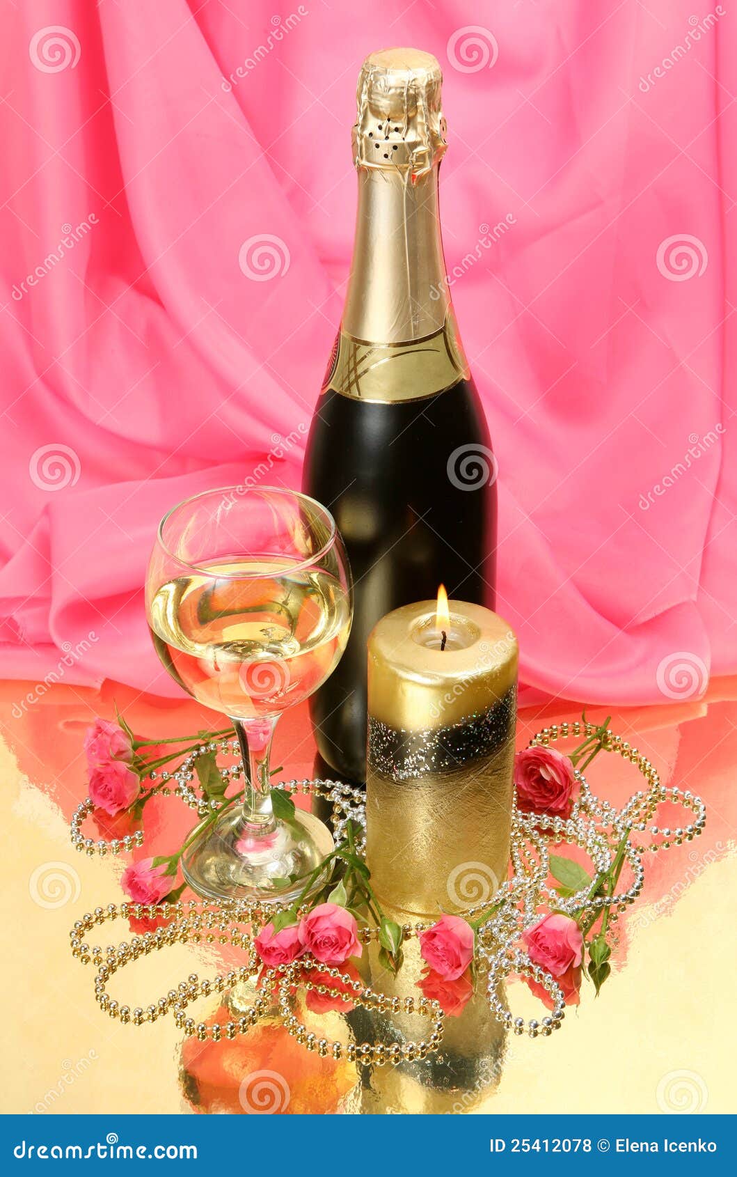 Wine and roses stock photo. Image of pink, pleasure, fine - 25412078