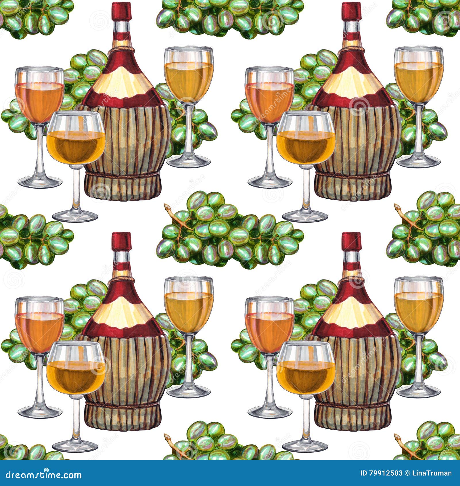 Wine Seamless Pattern. Hand-drawn Pattern with Wine Bottle Stock ...