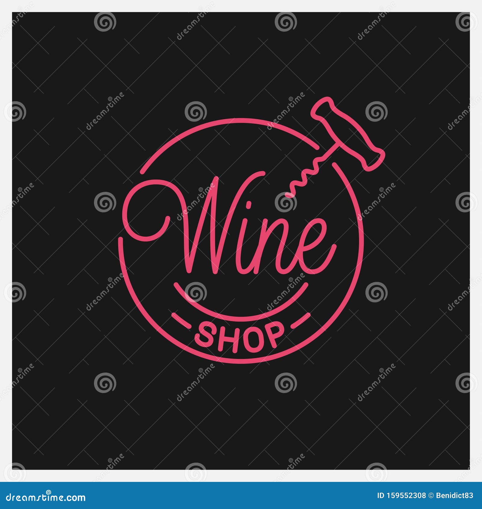 Wine Shop Logo. Round Linear Logo of Wine Store Stock Vector ...