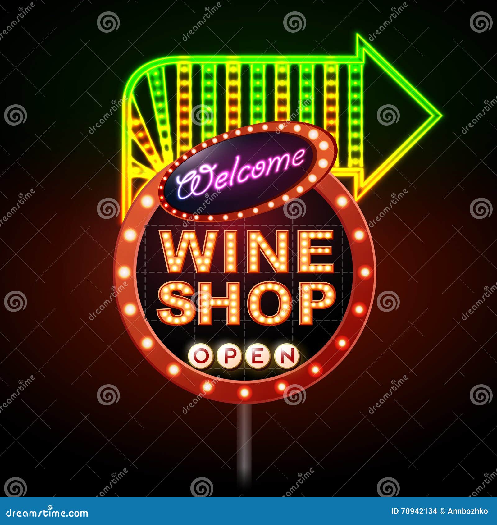 Wine shop neon sign stock vector. Illustration of bright - 70942134
