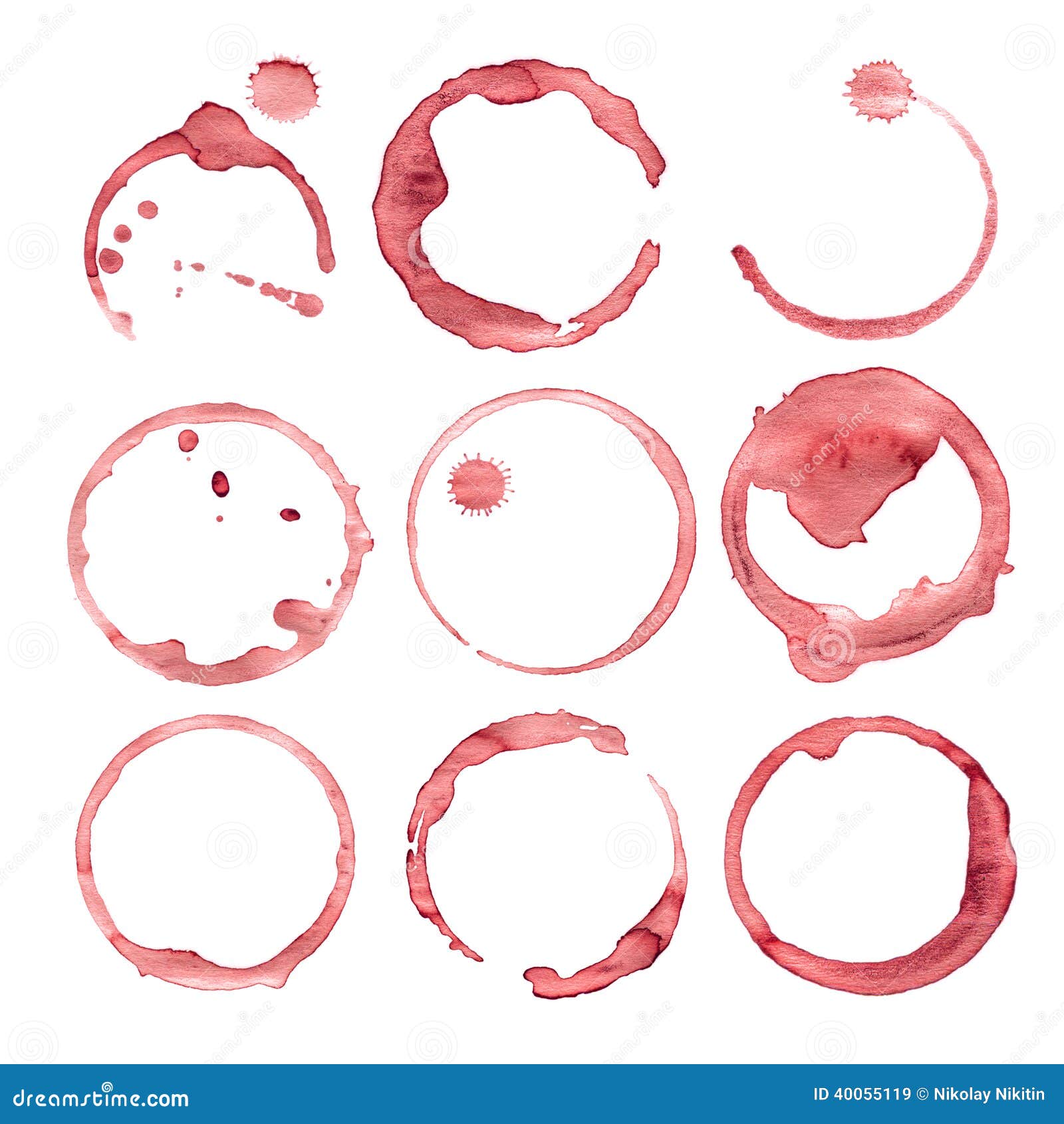 Wine Stain Circles in Red Tones with Realistic Gradient Shading Stock ...