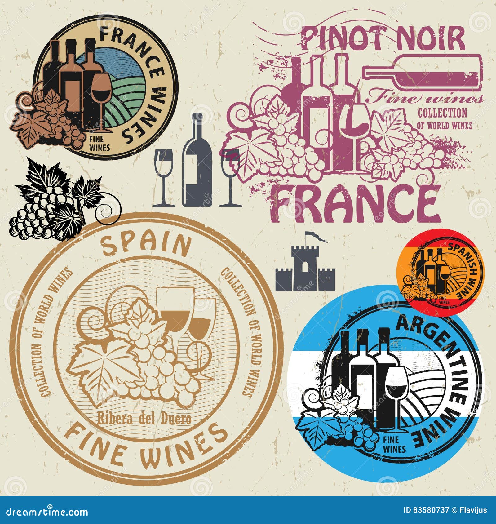 Wine stamps or symbols set stock vector. Illustration of beverages ...