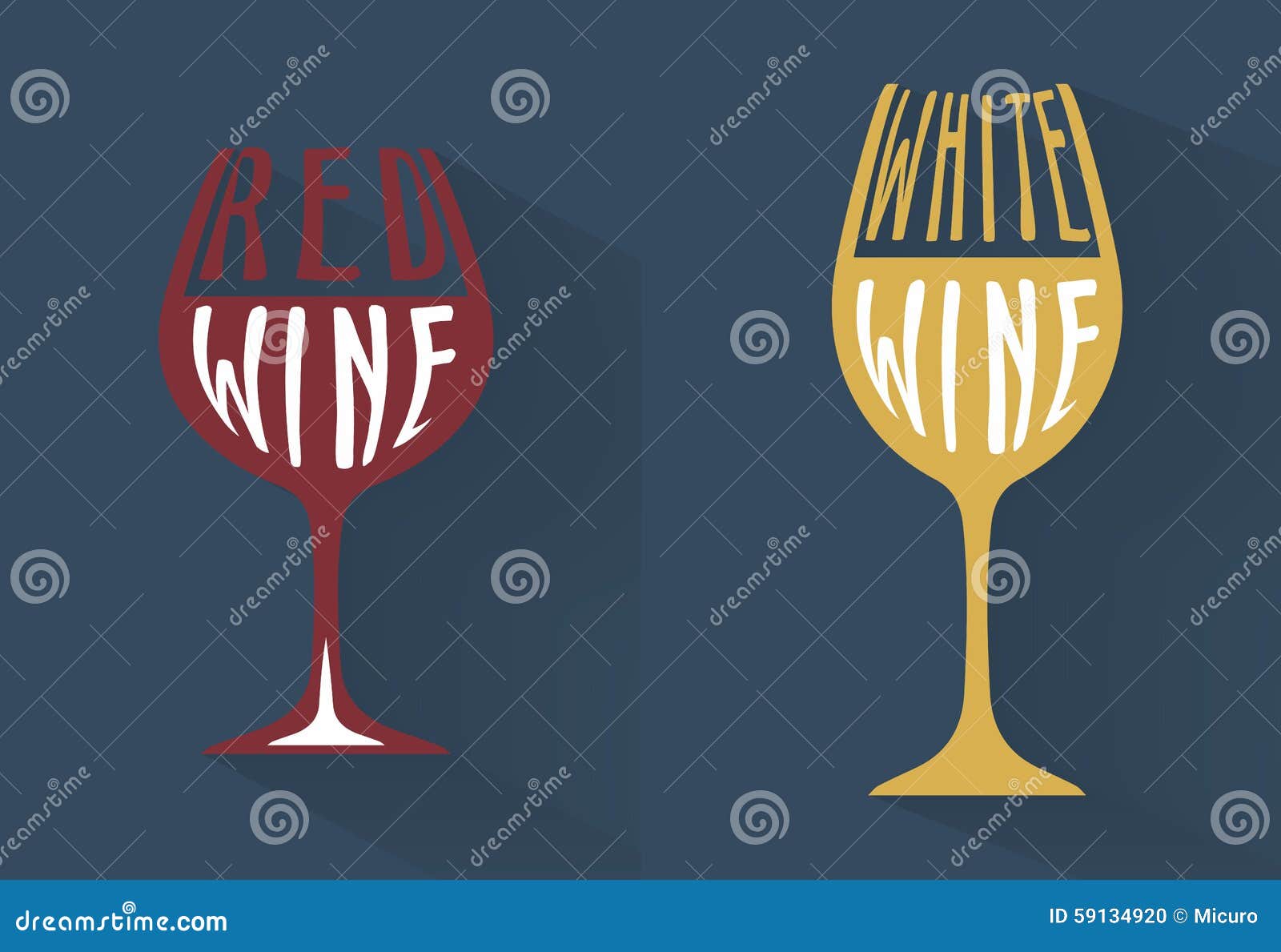 Wine Symbol Collection with Red and White Wine Long Shadow Stock Vector ...