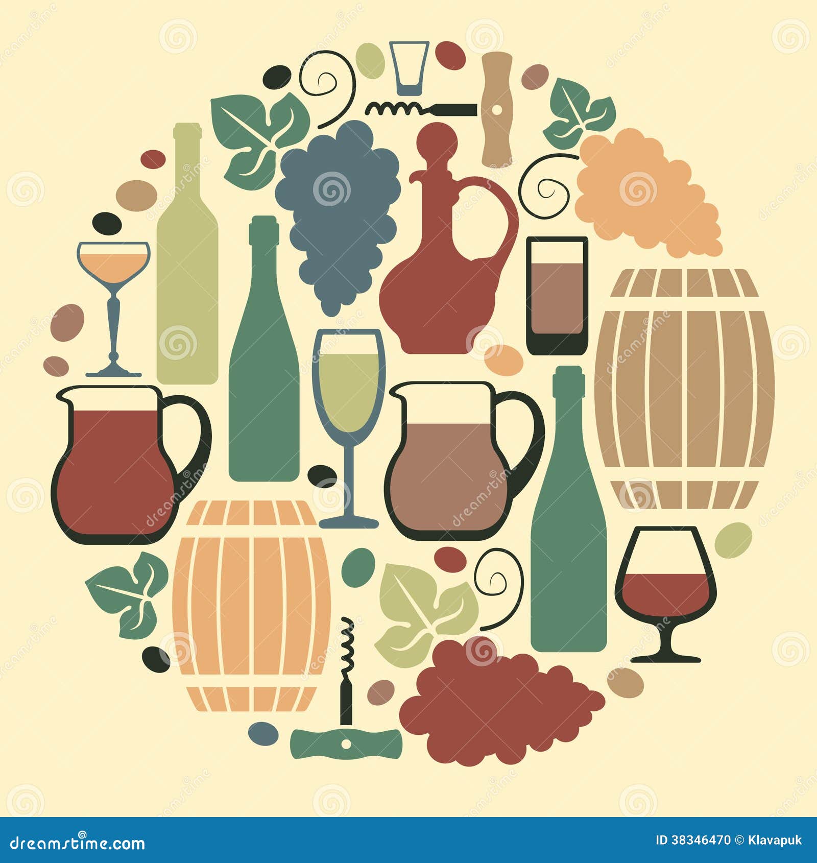 Wine Symbols. Grape With Leaves On Wine Bottle Silhouette Vector ...