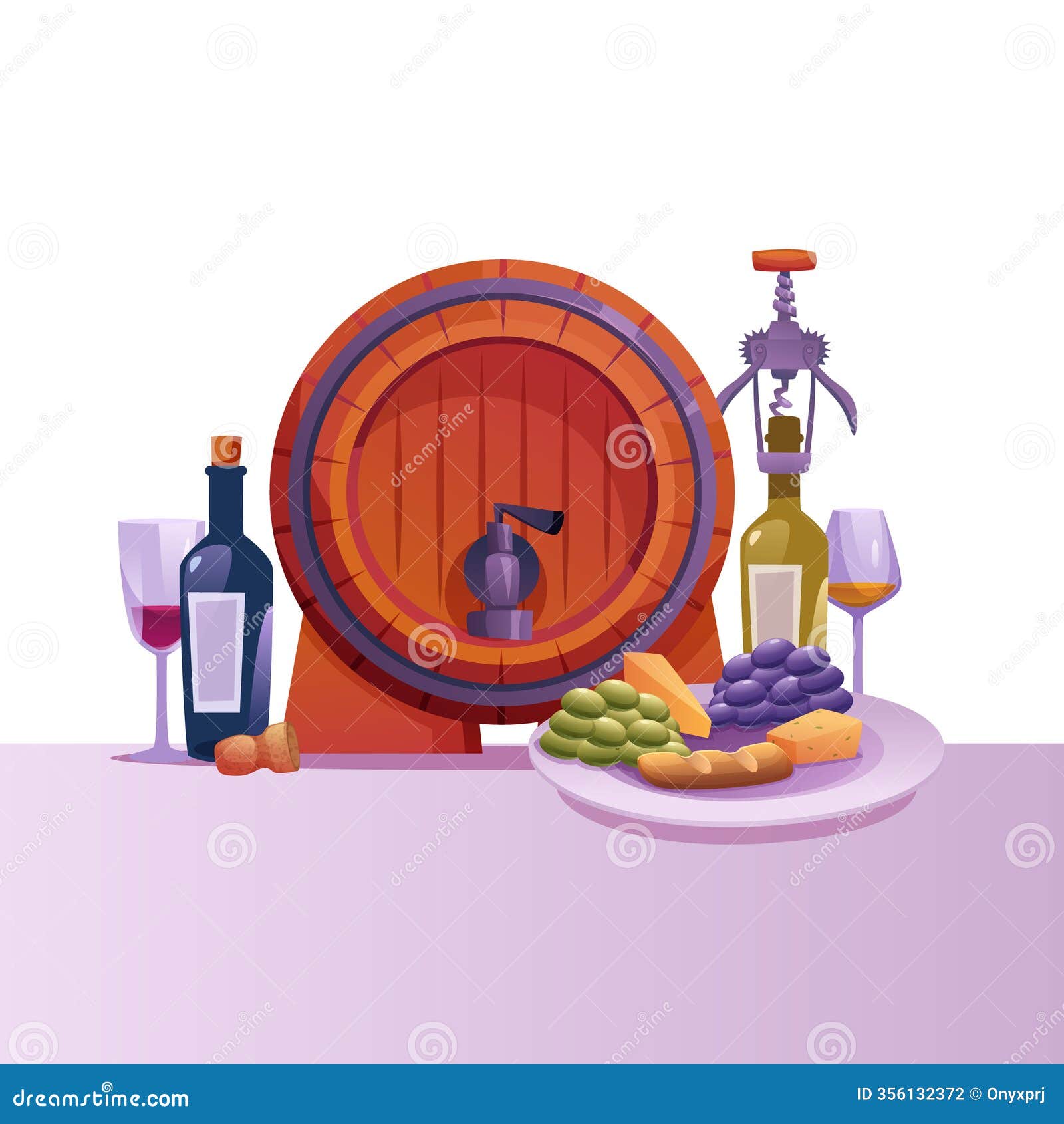 Wine Tasting. Alcoholic Drinks Composition Of Bottles And Barrels ...