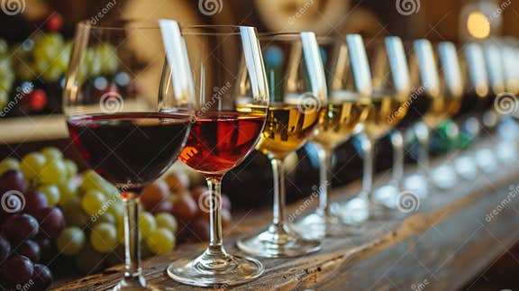 A Wine-tasting Event, Showcasing a Flight of Wines with Tasting Notes ...