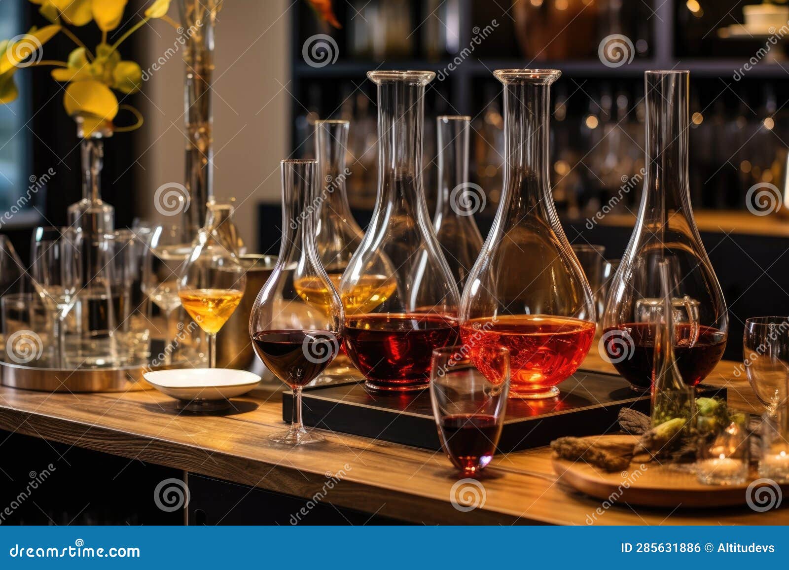 Wine Tasting Setup with Glasses and Decanter Stock Photo - Image of ...