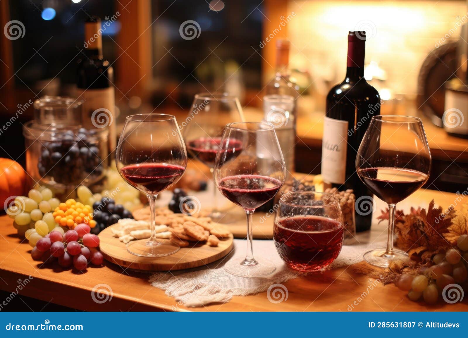 Wine Tasting Setup with Glasses and Homemade Wines Stock Image - Image ...