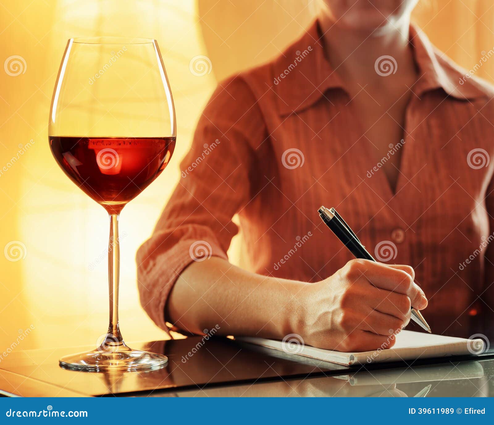Wine Tasting. Sommelier Making Notes in Notebook Stock Image - Image of ...