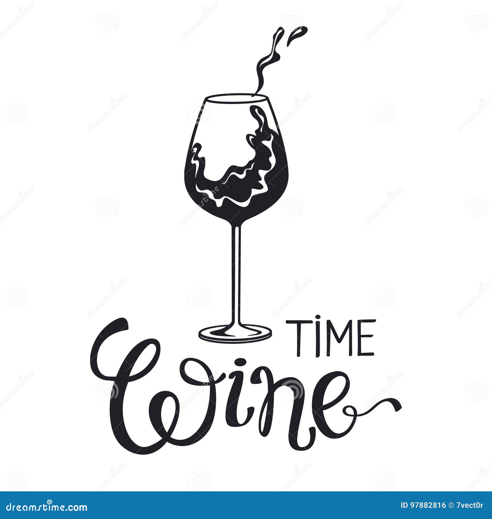 Wine time poster stock illustration. Illustration of handwriting - 97882816