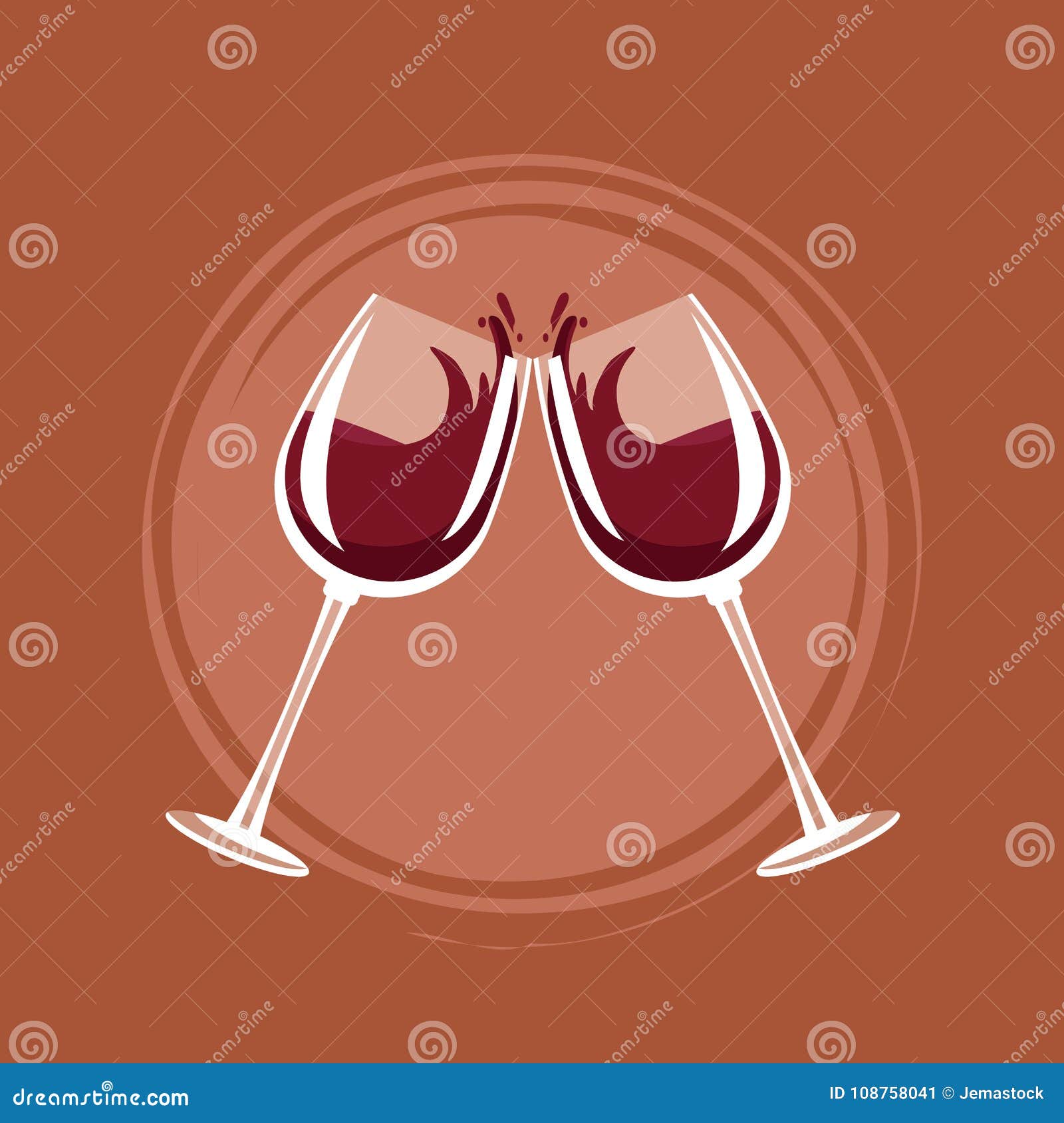 Wine Toast Cups Stock Vector Illustration Of Design 108758041
