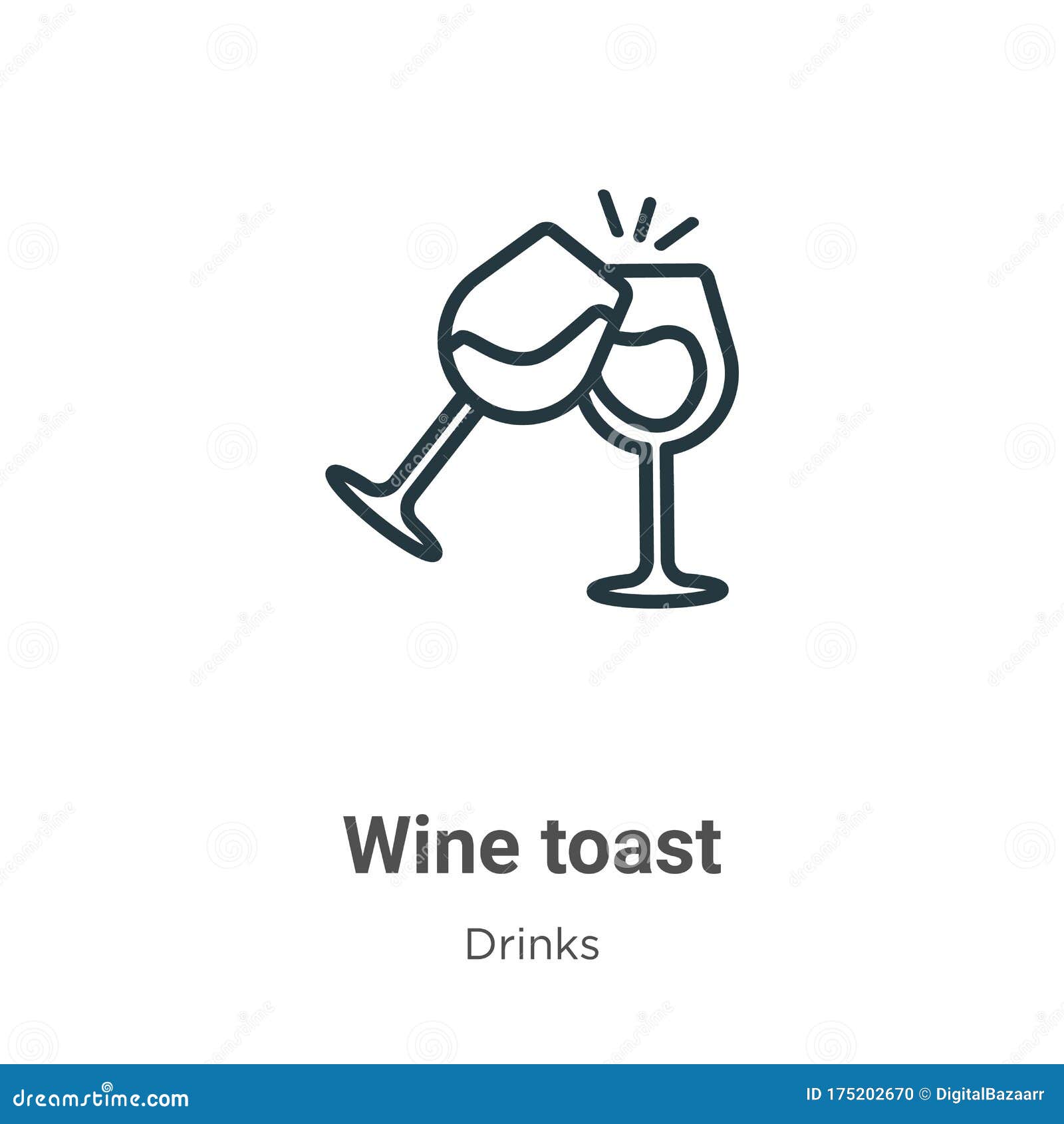 Wine Toast Outline Vector Icon. Thin Line Black Wine Toast Icon, Flat ...