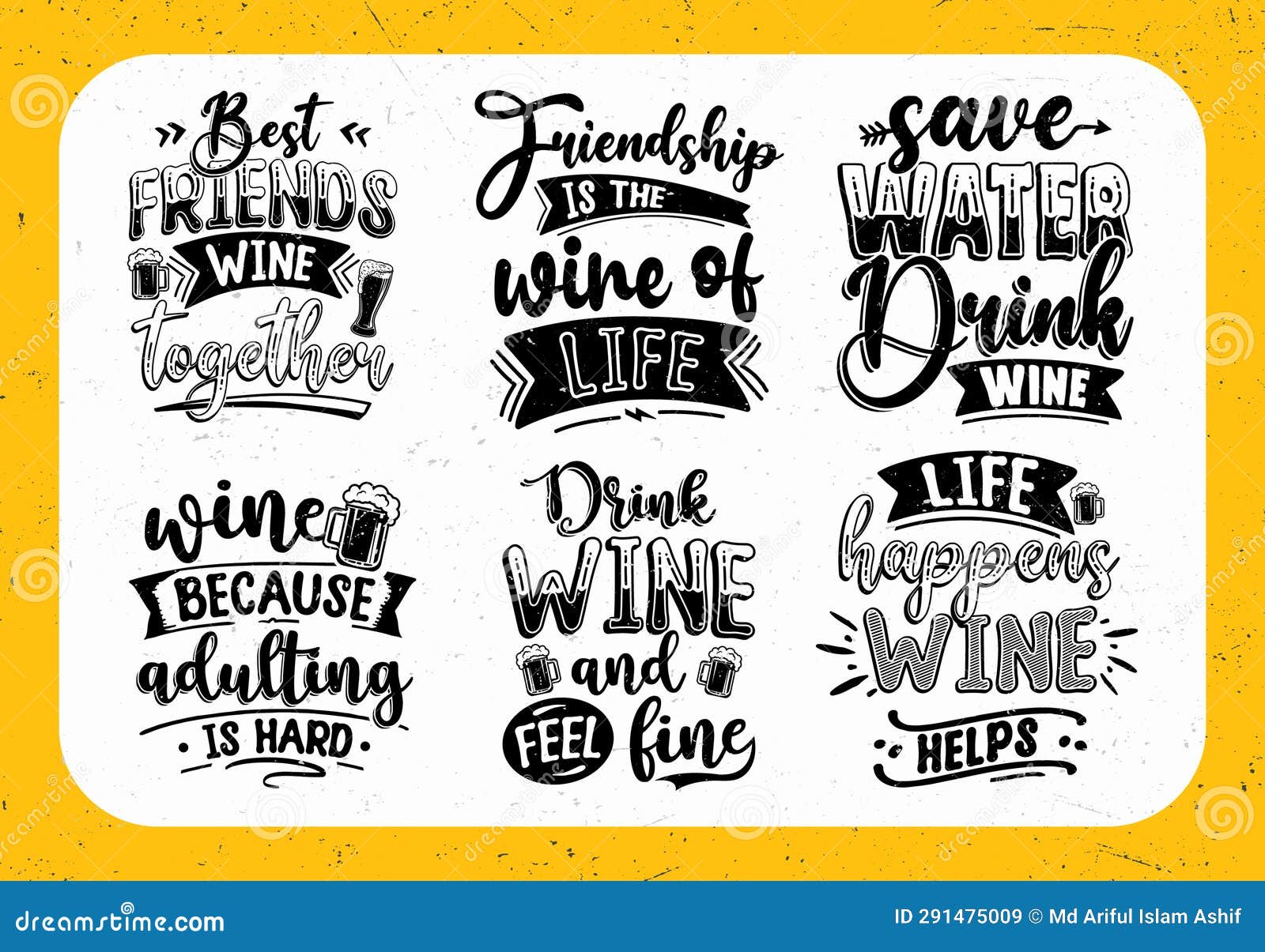 Wine Typography Inspirational Quotes Bundle, Hand Lettering Wine Quotes ...